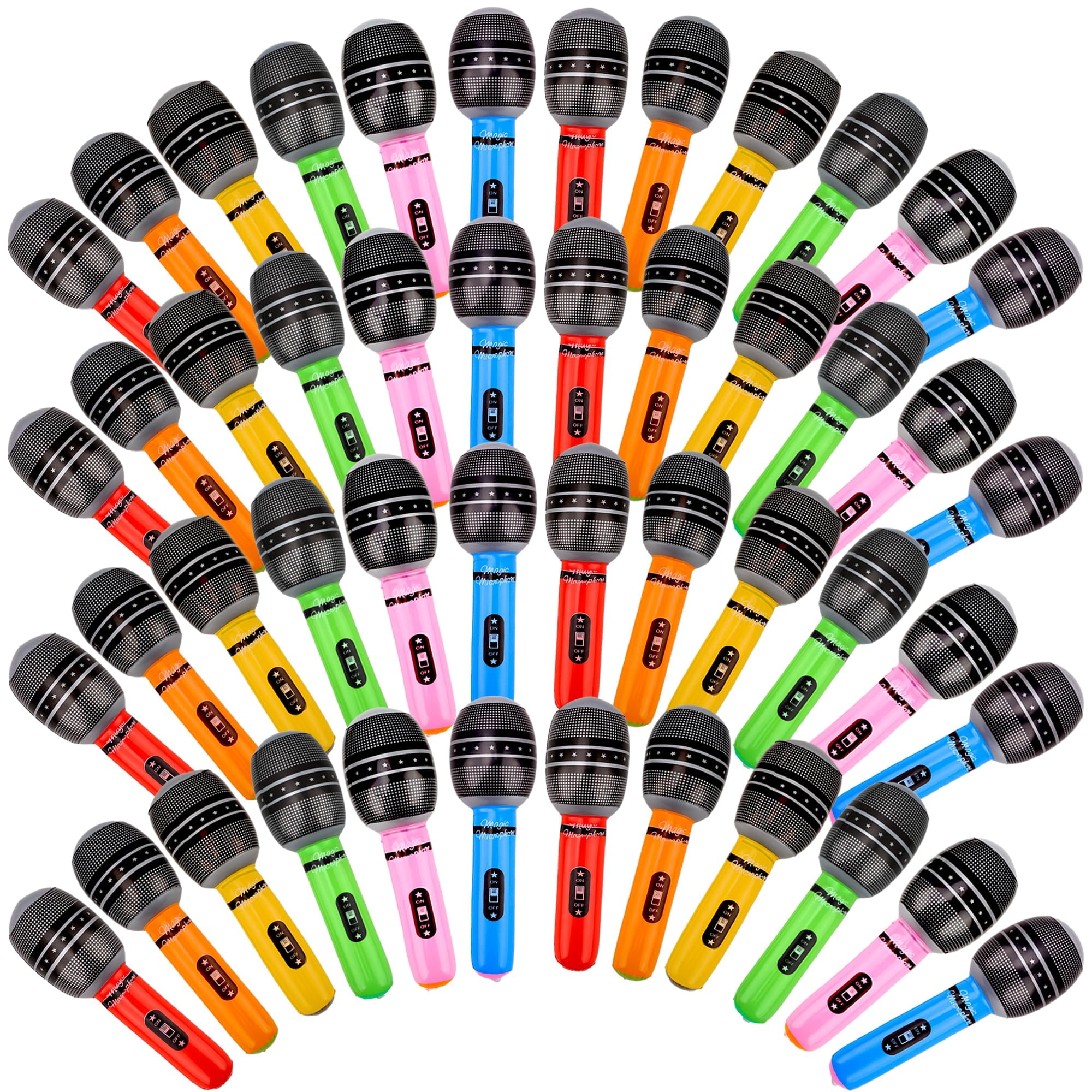 Feradny 48 Pieces Giant Blow up Microphone 9.4 Inch Inflatable ...