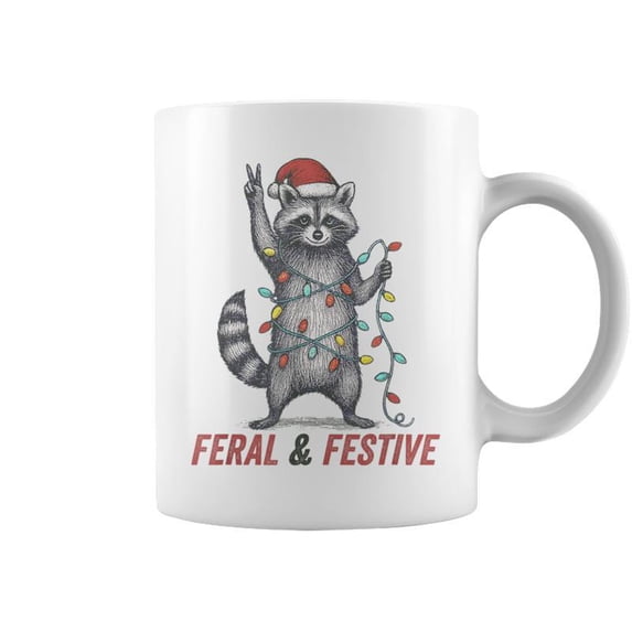 Feral And Festive Raccoon Feral Christmas Santa Raccoon Coffee Mugs ...