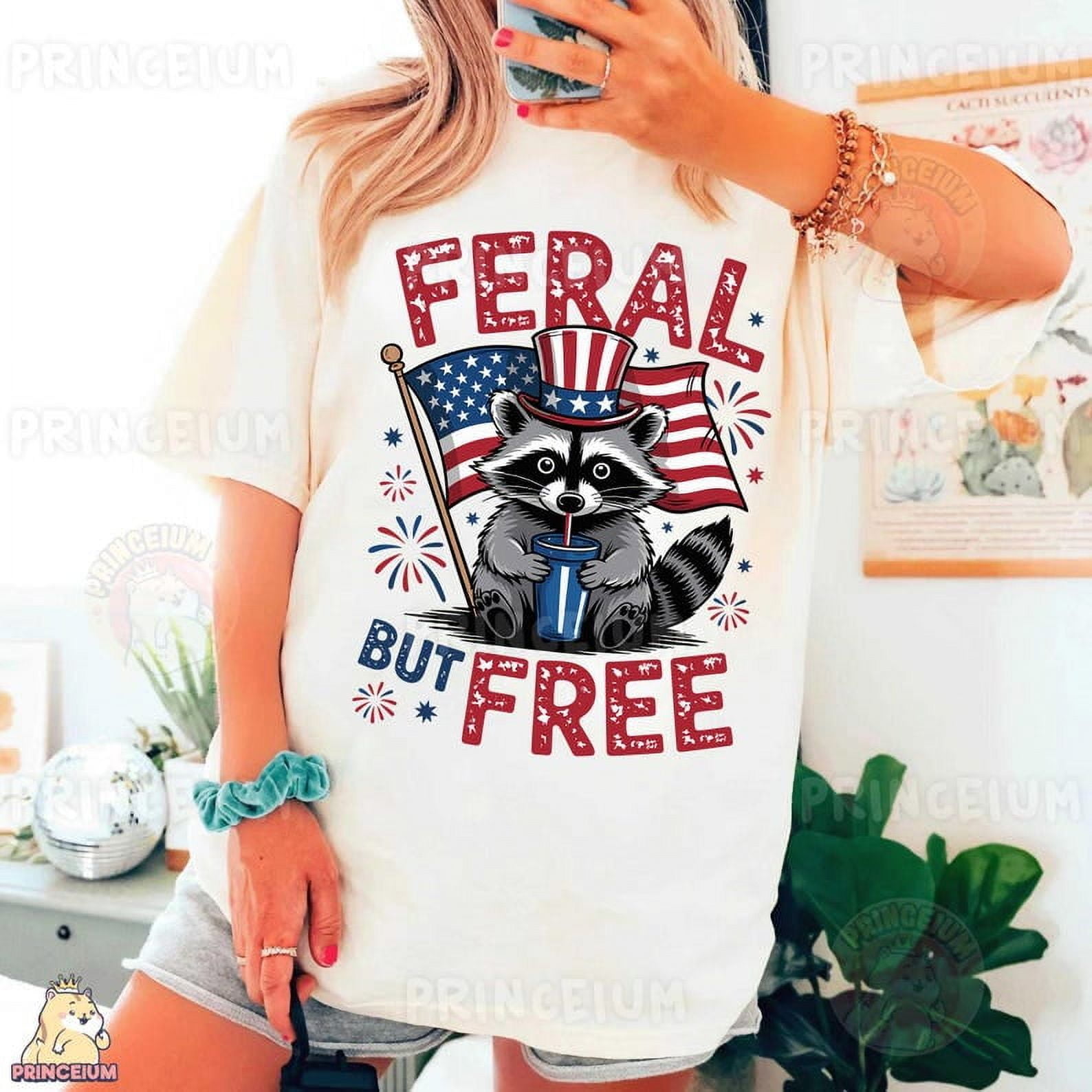 Feral But Free, Patriotic Raccoon, Funny 4th of July - Walmart.com