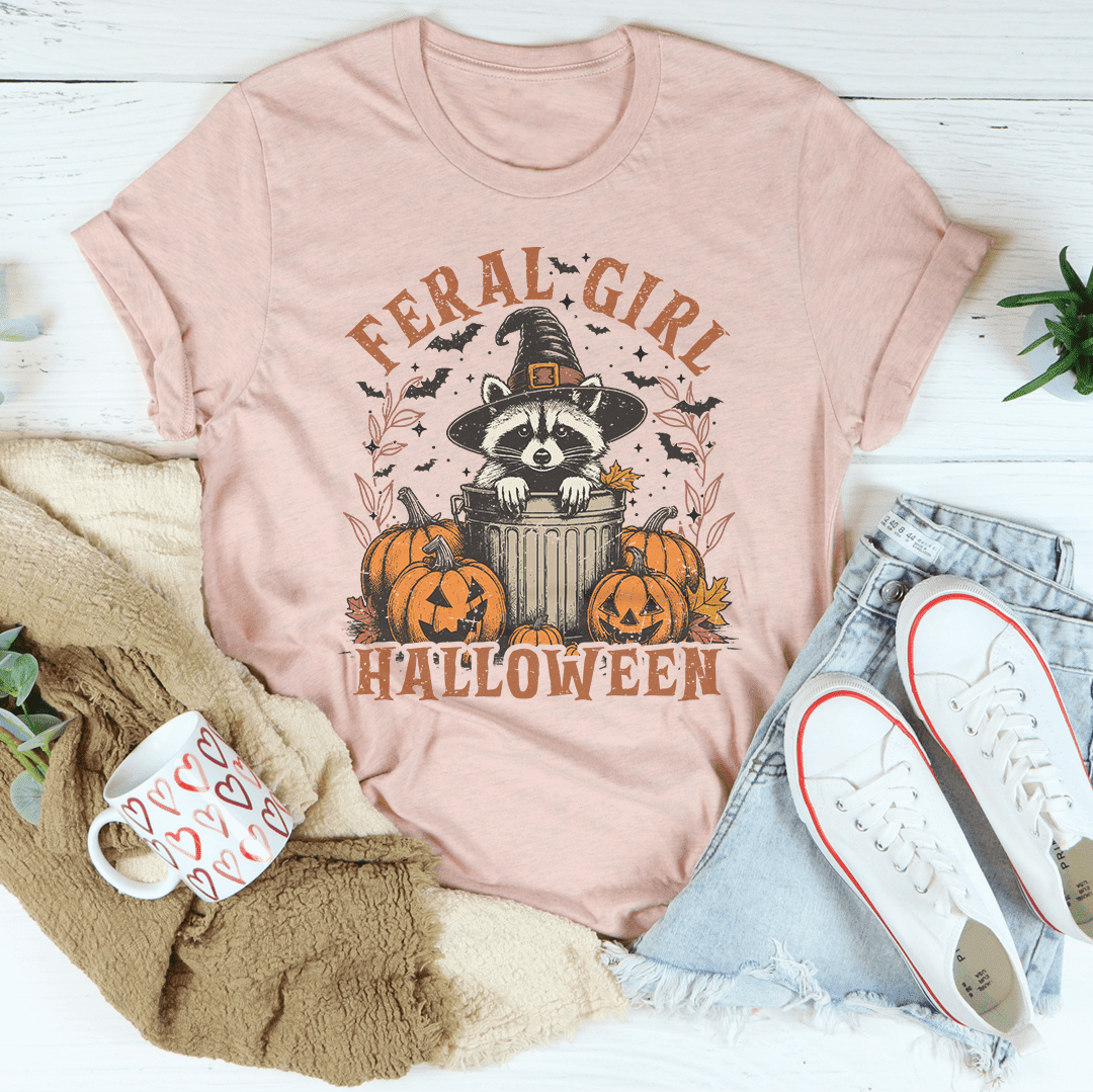 Feral Girl Halloween Tee Athletic Heather S Peachy Sunday T-Shirt ...