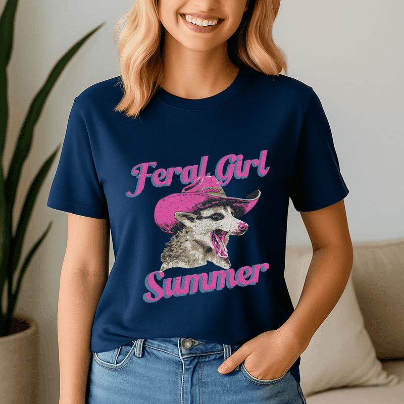 Feral Girl Summer Retro Possum Funny Meme Shirt,Summer Beach Tee,Summer ...
