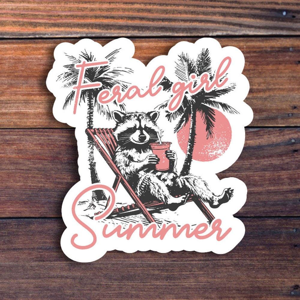 Feral Girl Summer Sticker Phone Decal Water Bottle Stickers Car Decals ...