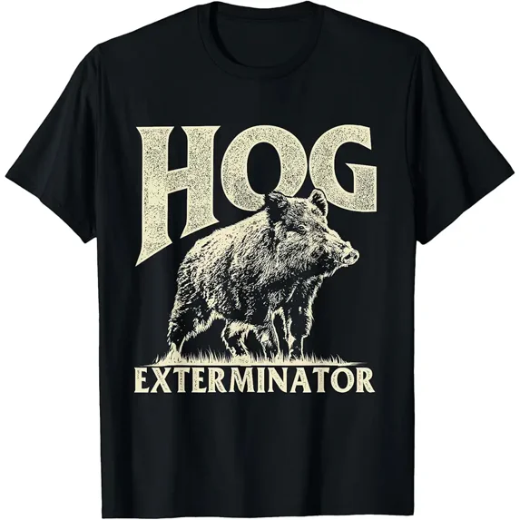 Feral Hog Wild Boar Graphic for Men Hunting Short Sleeve Cotton T-Shirt ...