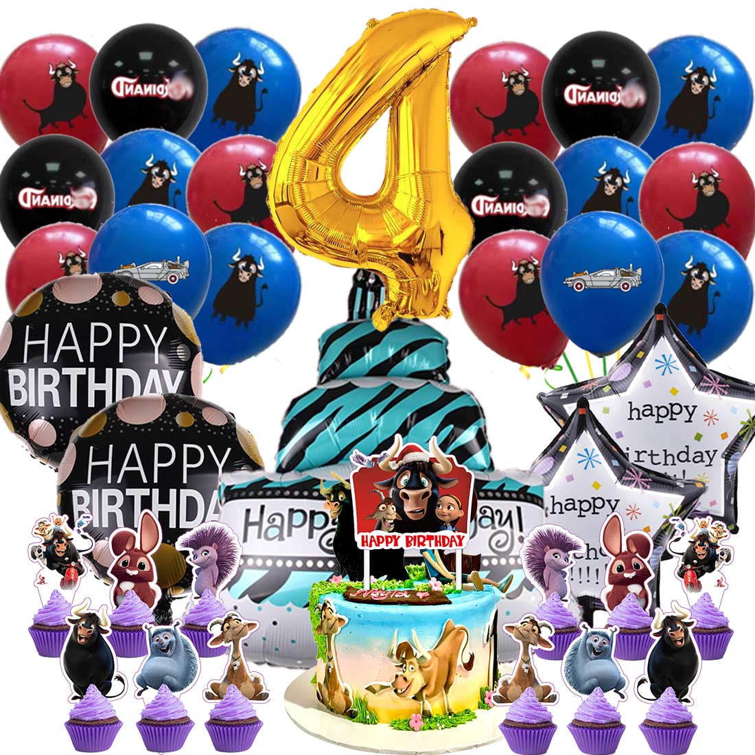 Ferdinand Party Supplies 4th Decor Kit Balloons Birthday Cake Topper ...