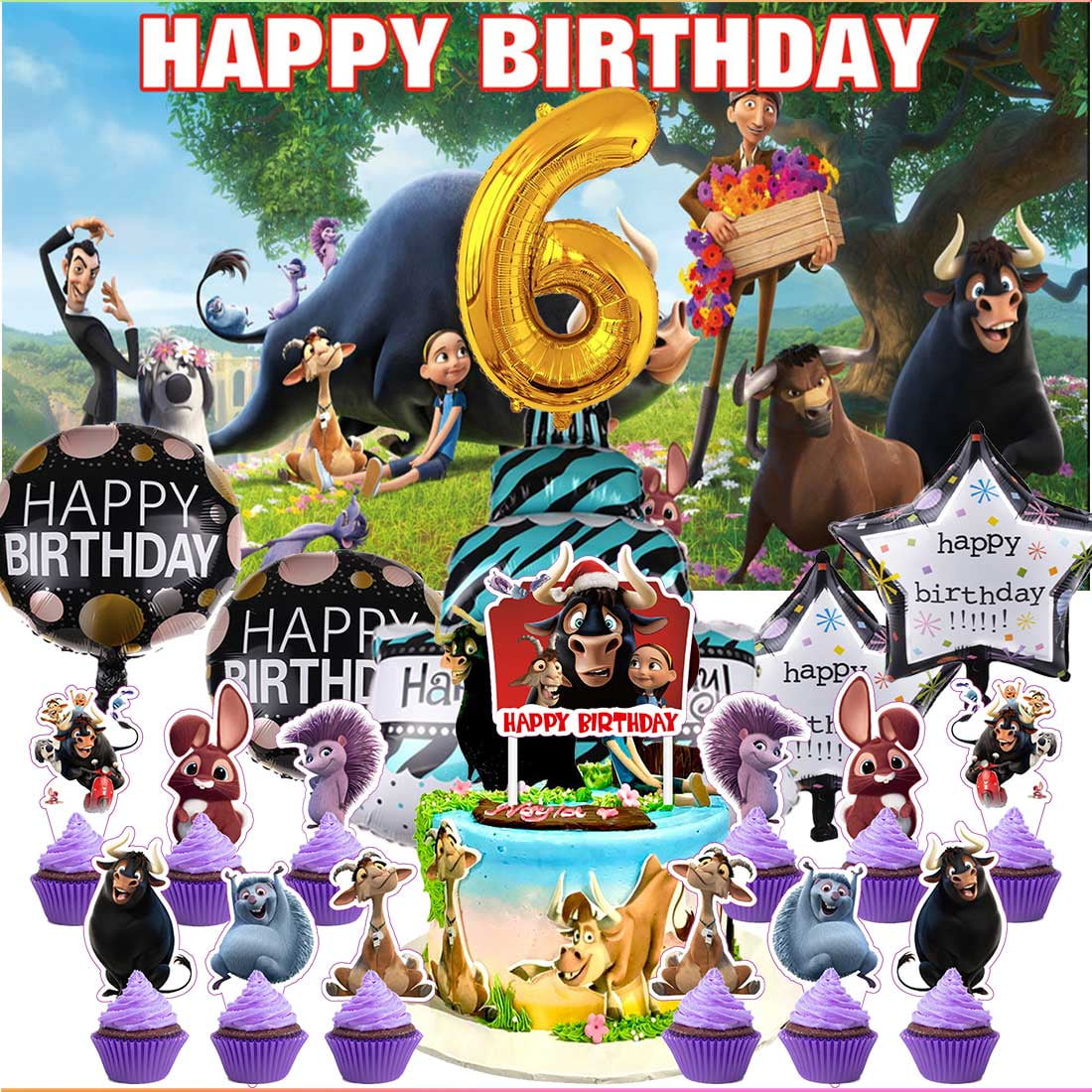 Ferdinand Party Supplies Decor 6th Kit Balloons Birthday Cake Topper ...