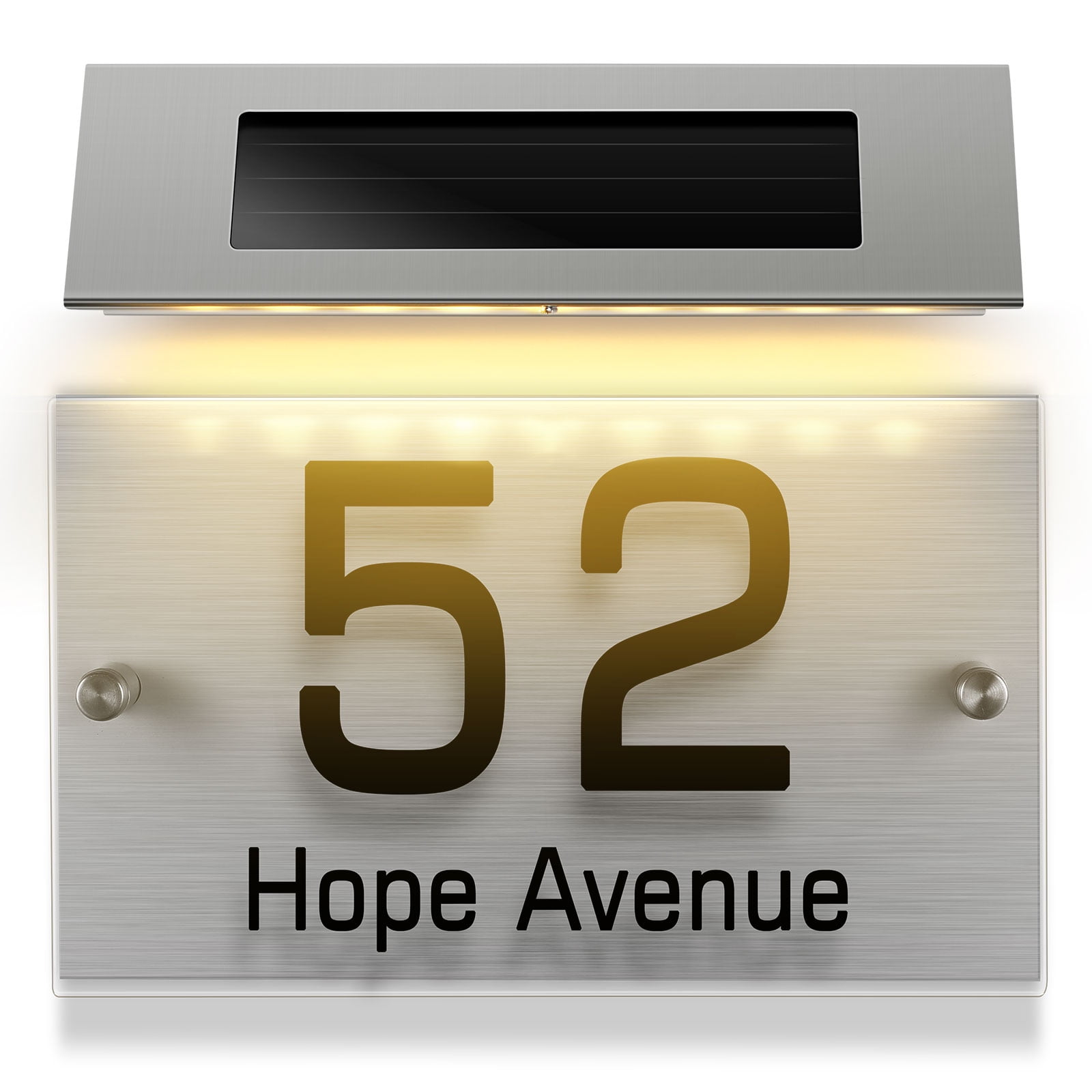 Solar-Powered House Number Plate with LED Light for Night Time Usage ...