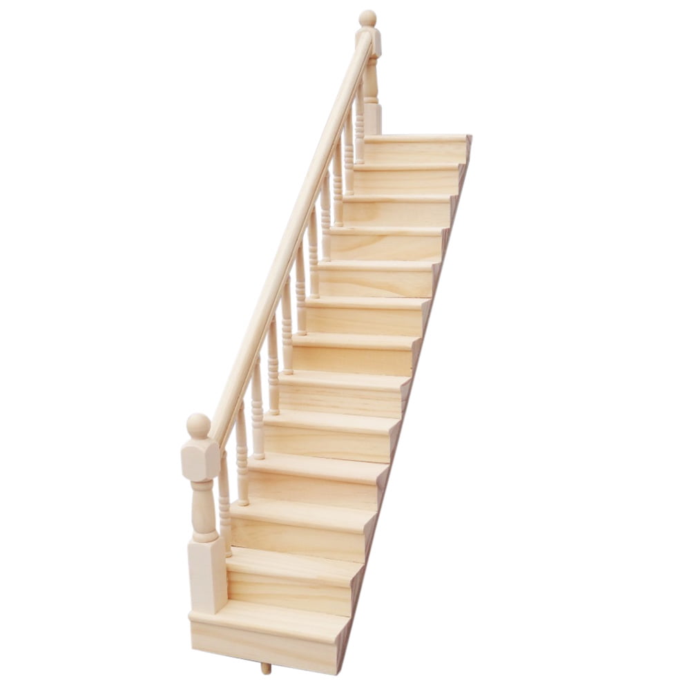 Khaki Mini House Staircase with Handrail for Decor Made of Synthetic ...