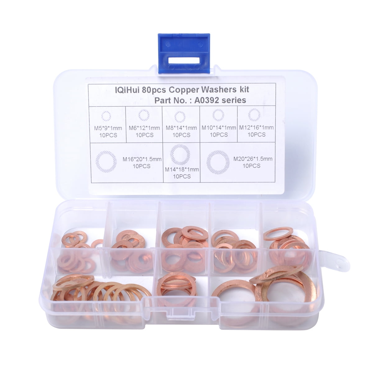 80 Pcs 8 Sizes Flat Copper Metric Sealing Washers Set - Walmart.com