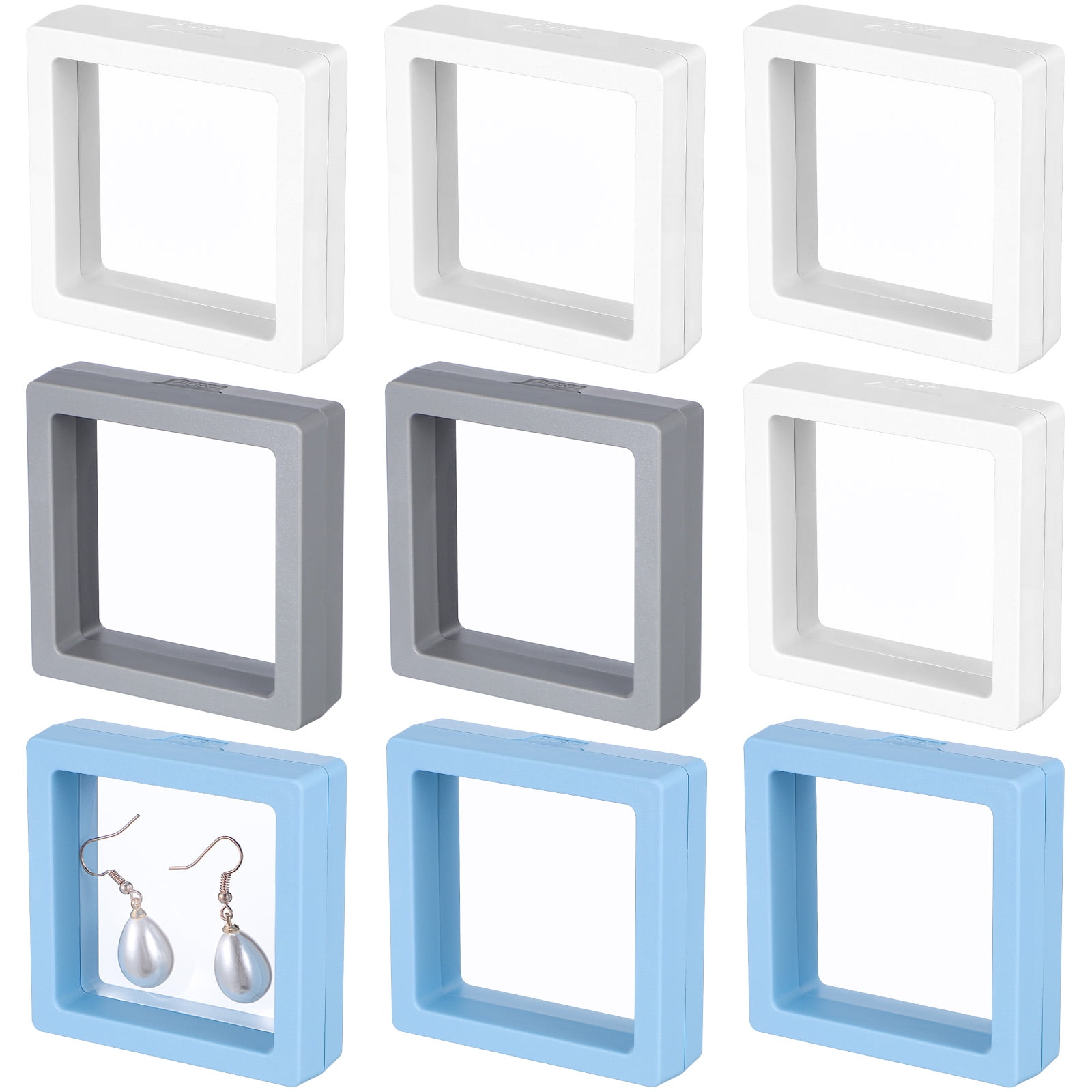 Ferencaa 9pcs Floating Display Box Jewelry Display Frame Floating ...