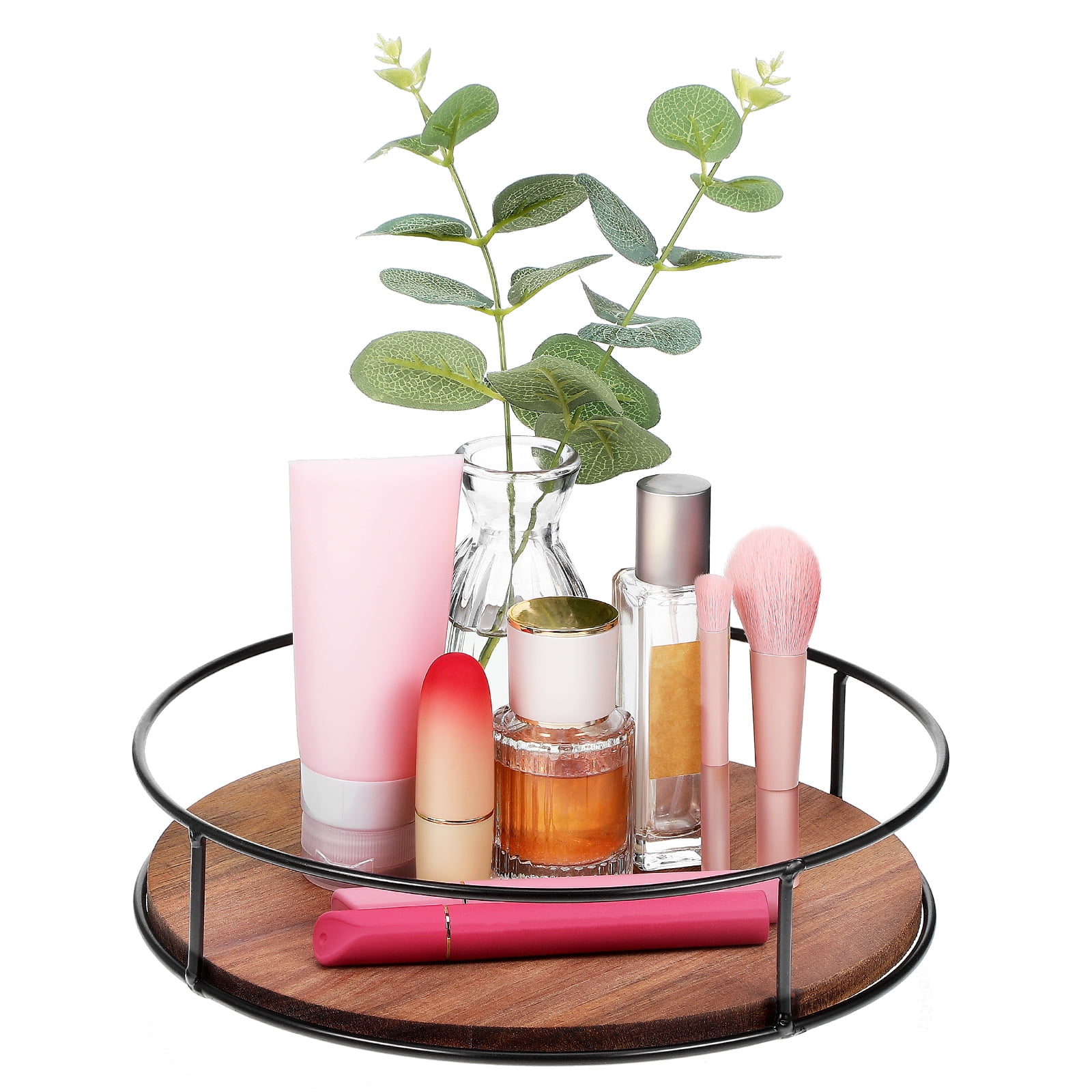 Ferencaa Rotating Tray Round Serving Tray Wood Round Tray Vanity Tray ...