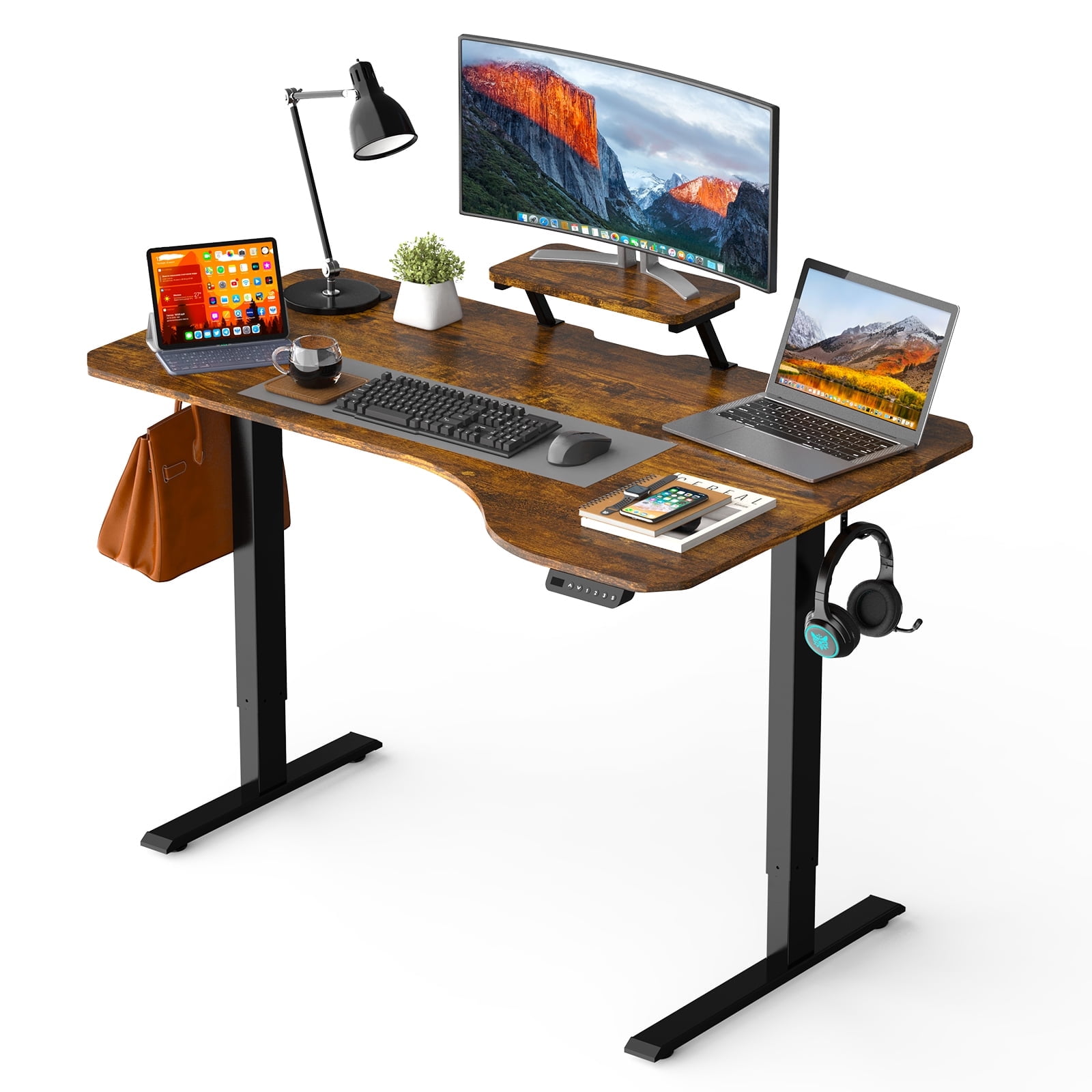 Ferghana Electric Standing Desk with Double Drawers, 55" x 24" Height ...