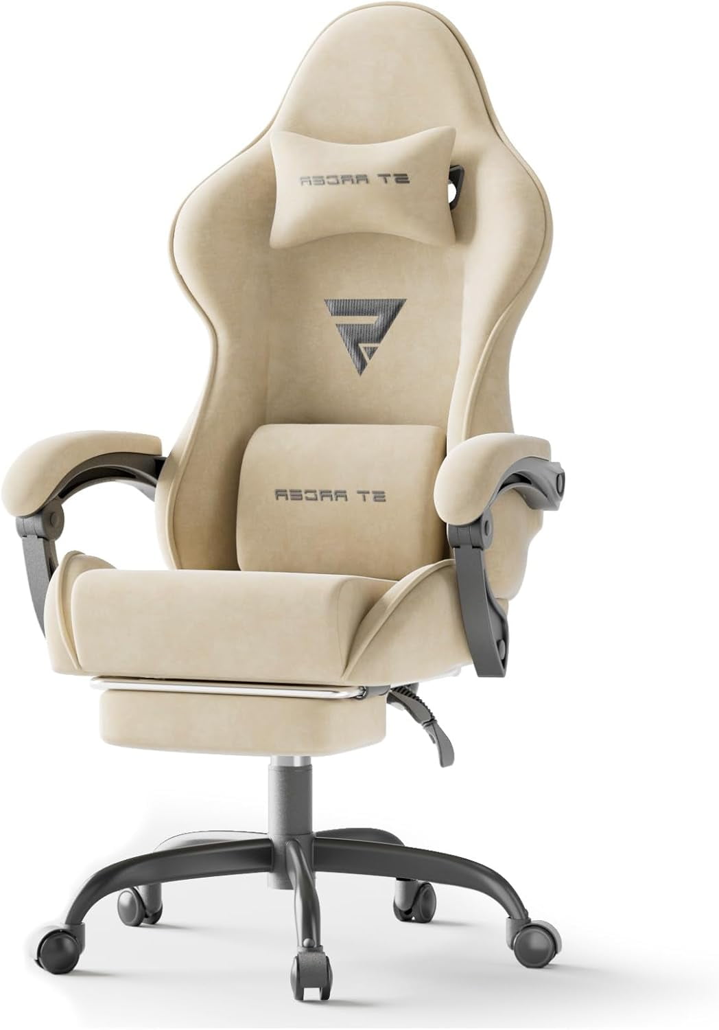 Ferghana Velvet Fabric Ergonomic Gaming Chair with Footrest and Massage ...