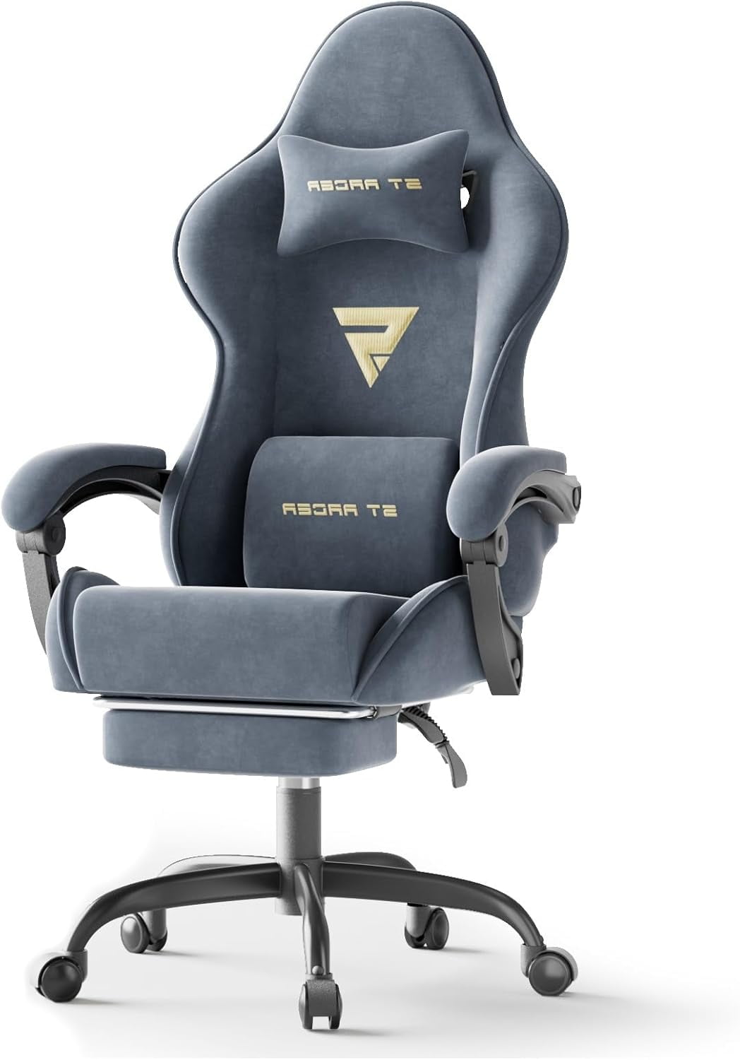 Ferghana Velvet Fabric Ergonomic Gaming Chair with Footrest and Massage ...