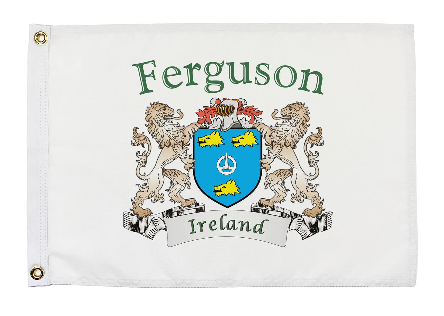 Ferguson Irish Coat of Arms Small White Flag - 16"x10.5" inches ...