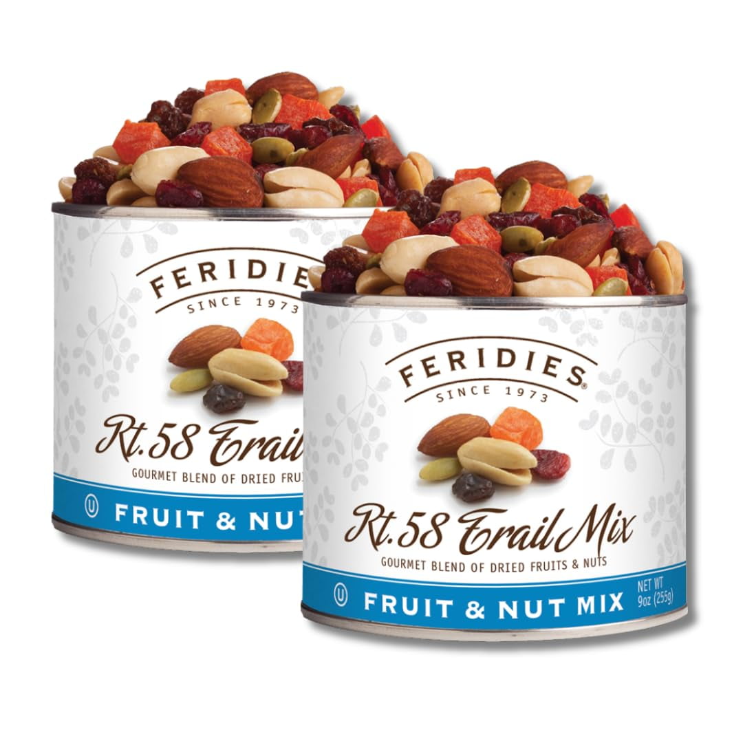 Feridies Virginia Peanuts - DEF29 Rt. 58 Trail Mix - Gift Pack of 2, 9 oz. Resealable Cans By ...