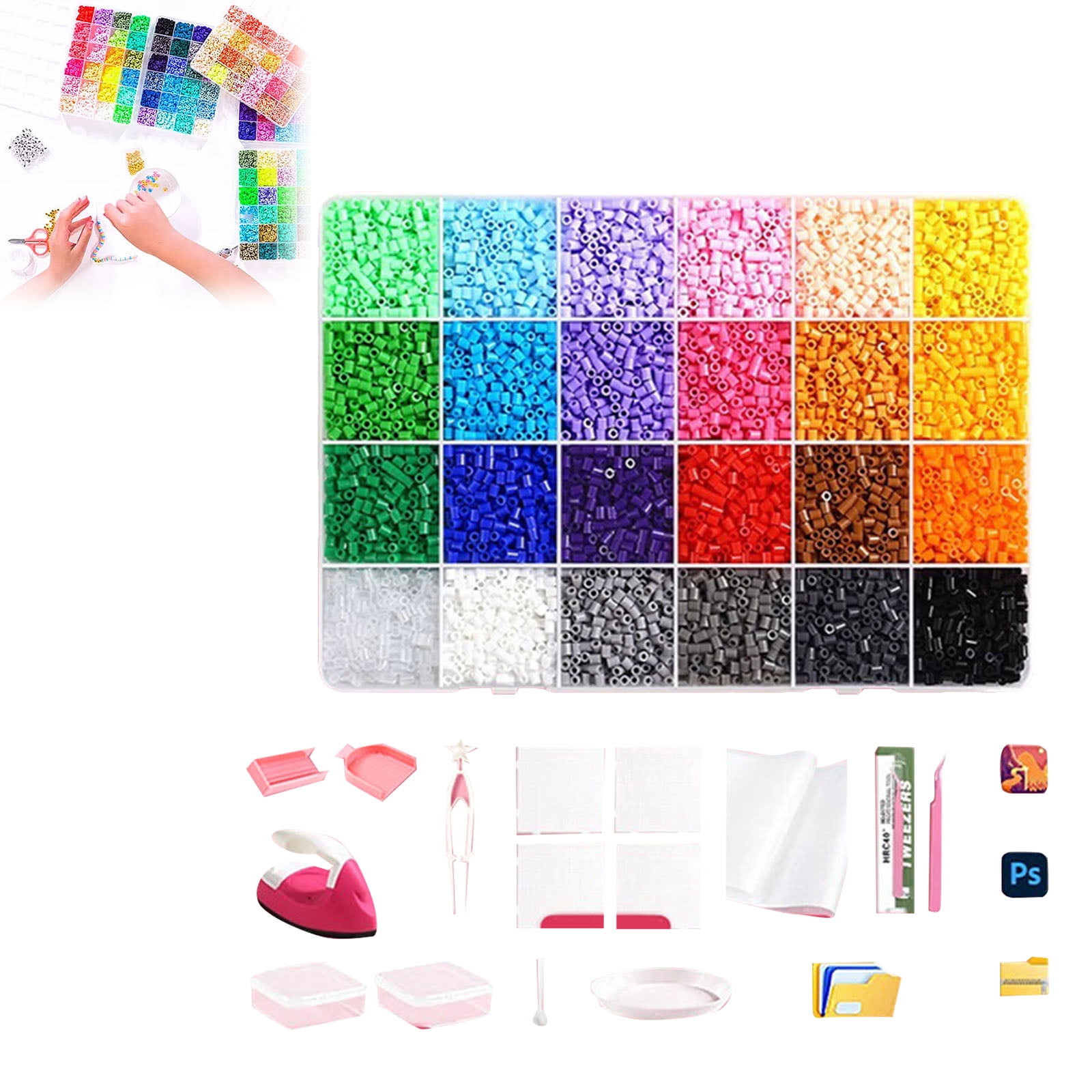 Ferjadq Fuses Beads Kit 24 Colors 5mm Bead Craft Set with Storage Box ...