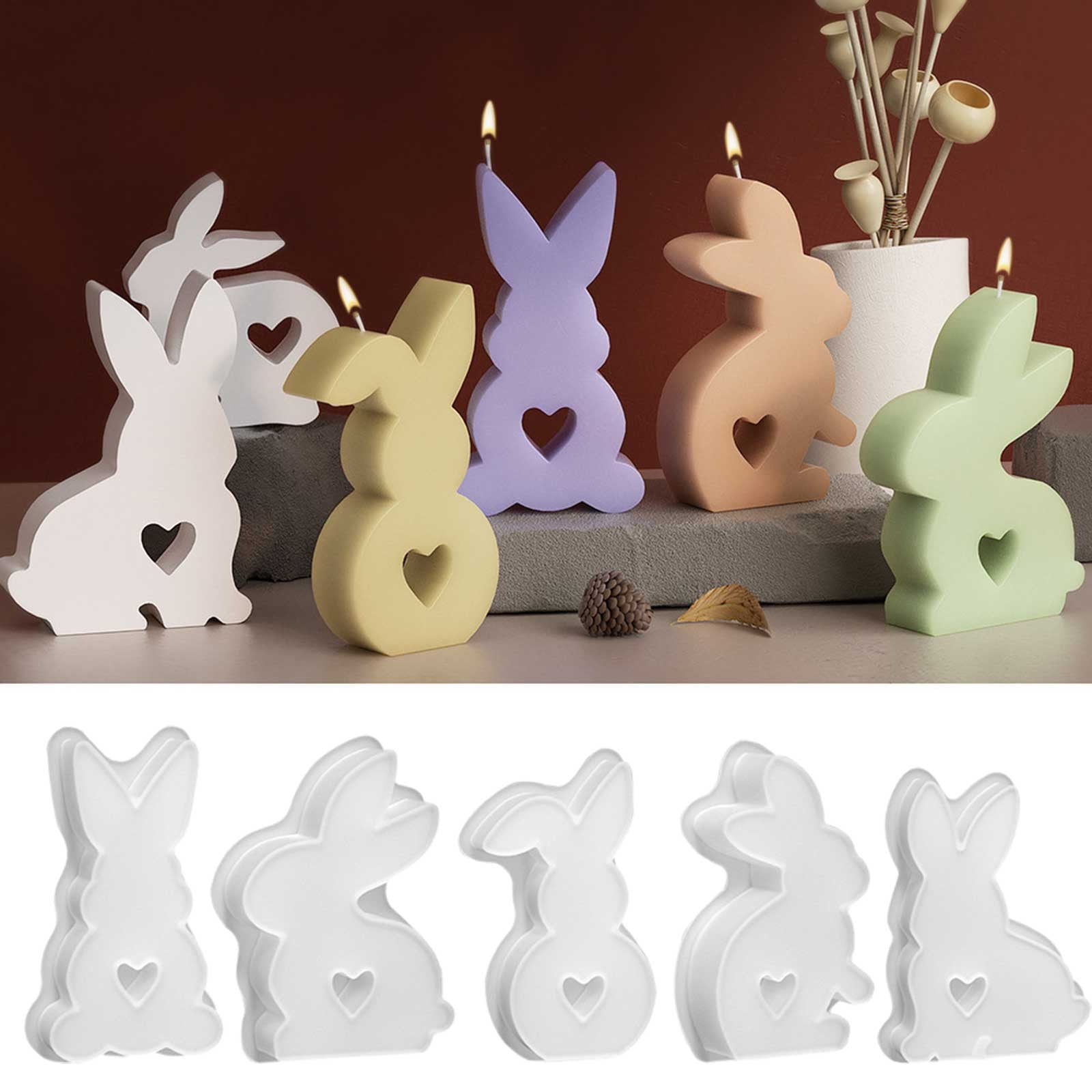 Ferjadq Silicone Bunny Molds Easter Resin Molds Rabbit Shape Candle ...