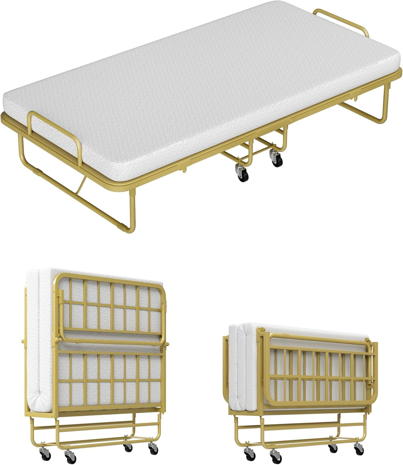Ferlizer Twin Folding Bed with Mattress, Foldable Bed with Mattress for ...