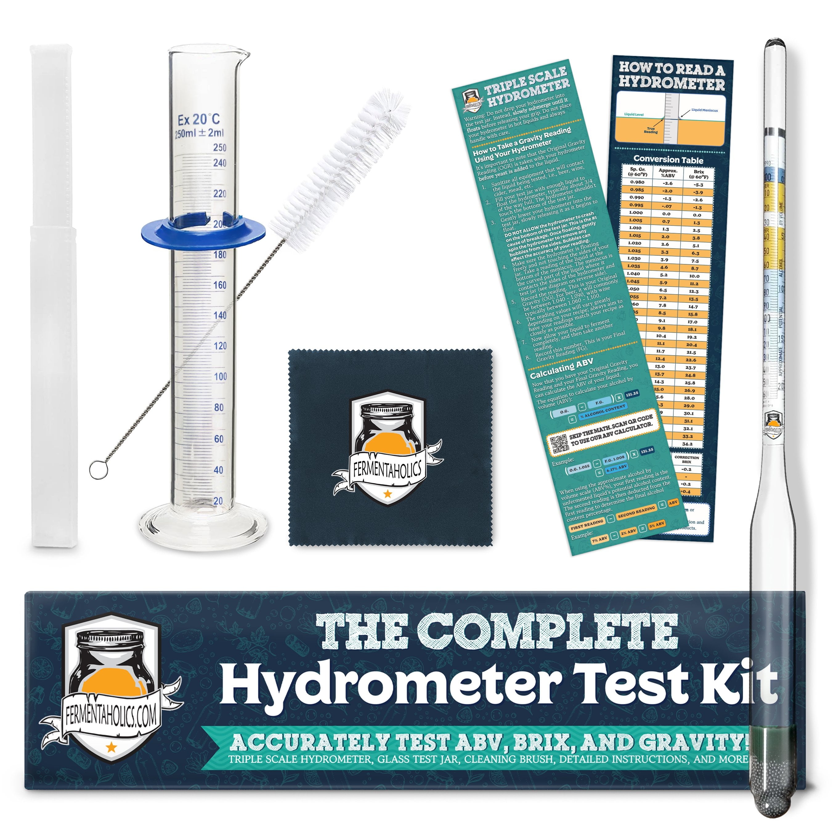 Fermentaholics Hydrometer Kit - Hydrometer and Glass Test Jar - Monitor ...