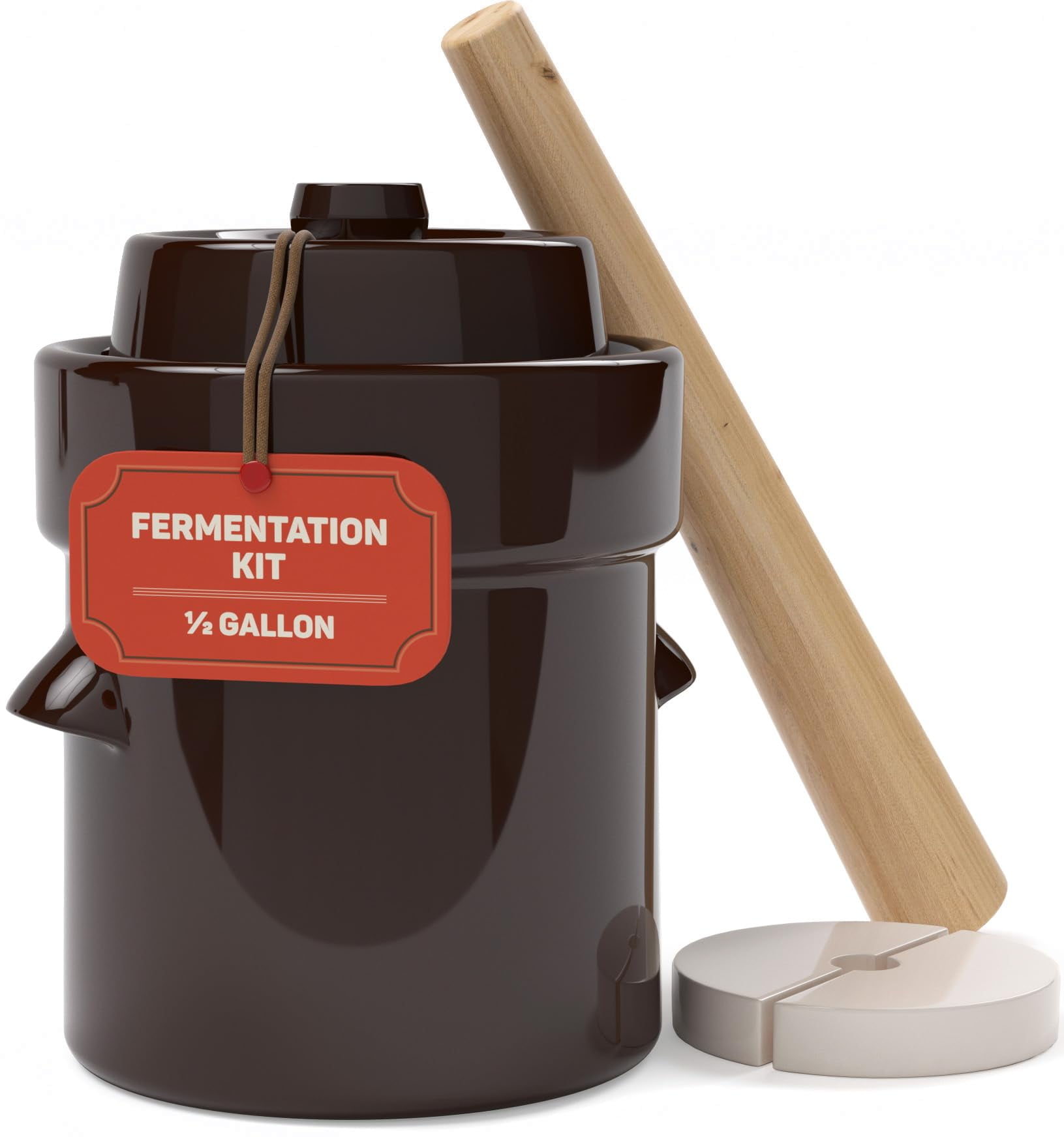 Fermentation Crock 1/2 Gallon - Sauerkraut Crock with Lid, Pounder ...