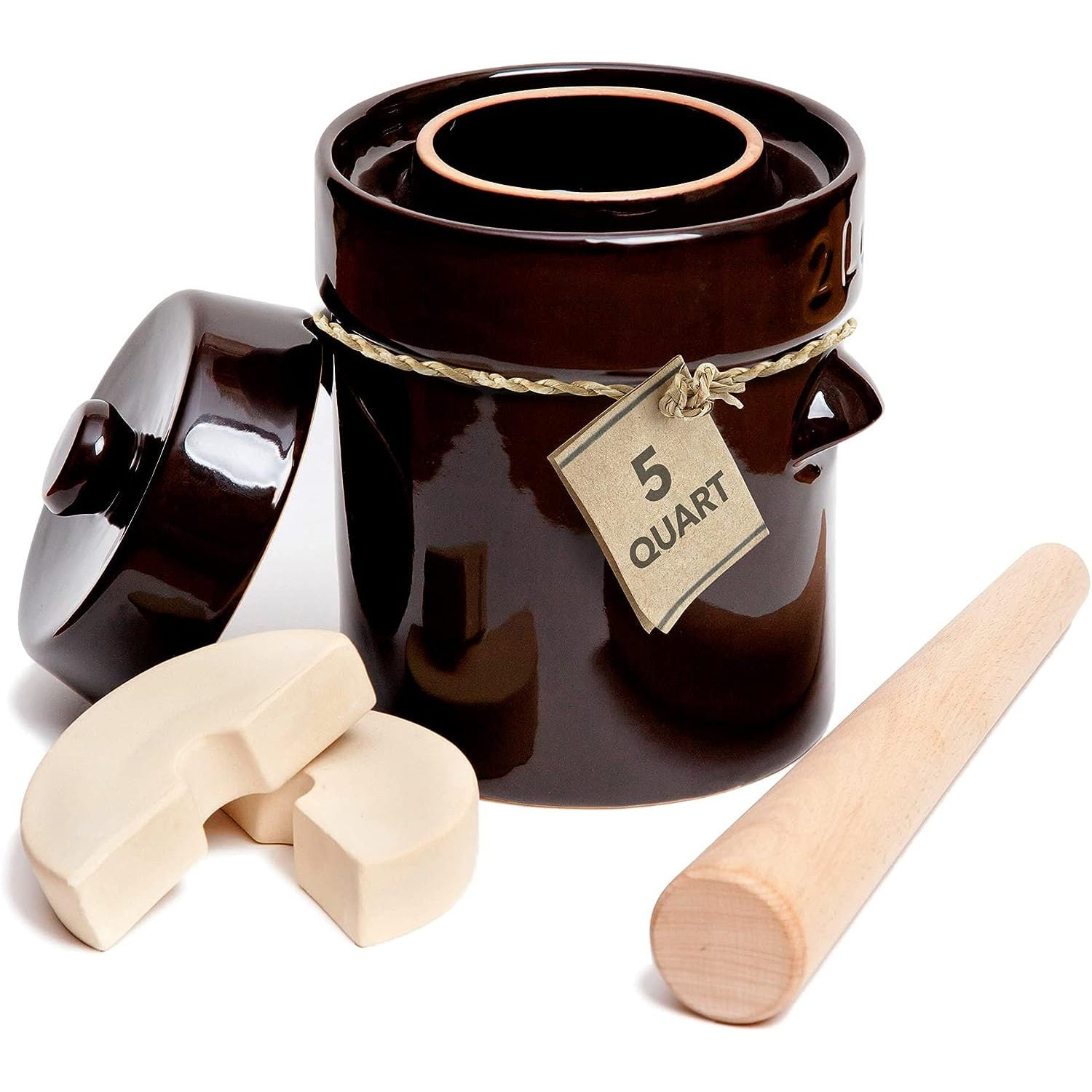 Fermentation Crock 1.3 Gallon - Sauerkraut Crock with Lid, Weights ...