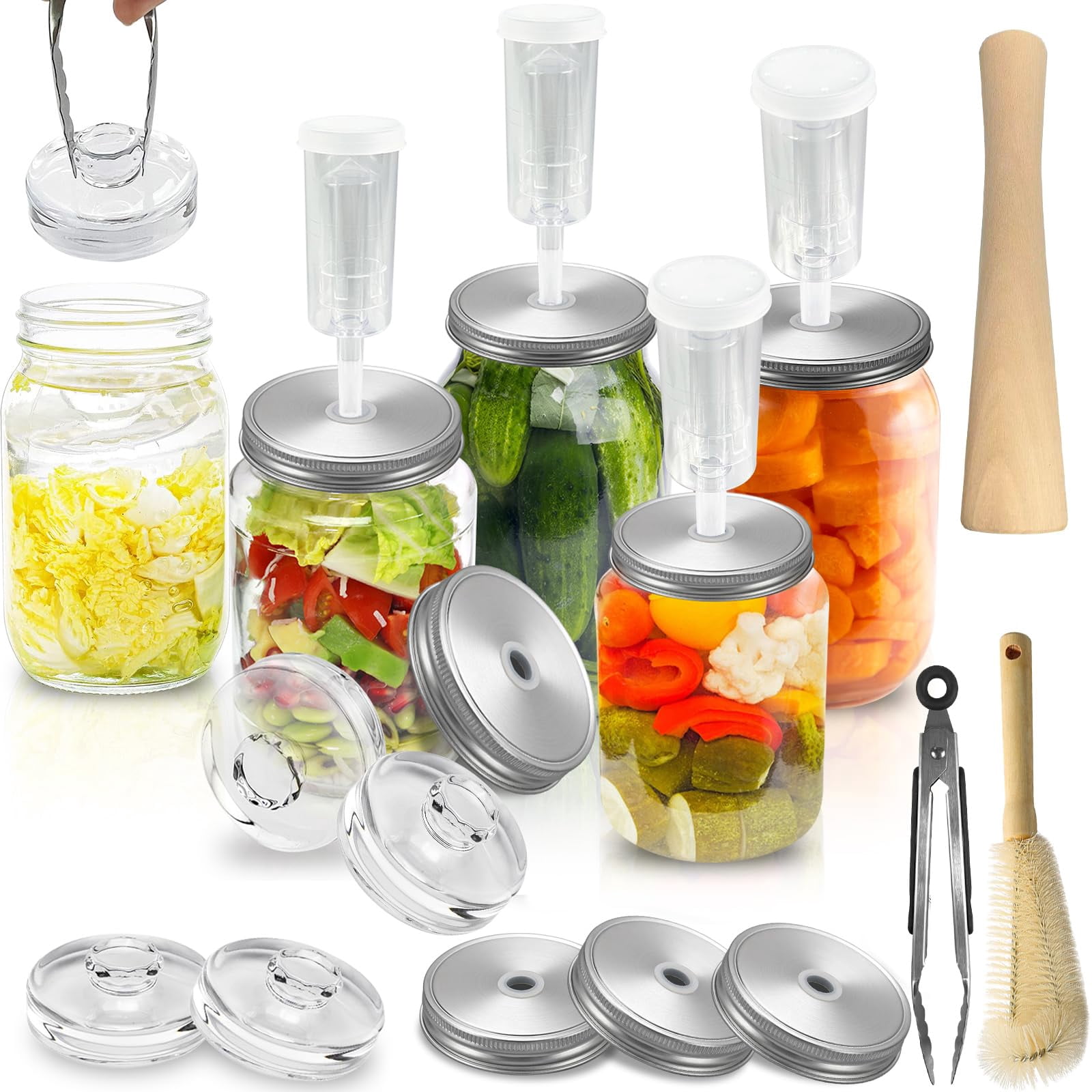 Fermentation Kit for Wide-Mouth Mason Jars, 25-Piece Set - Walmart.com