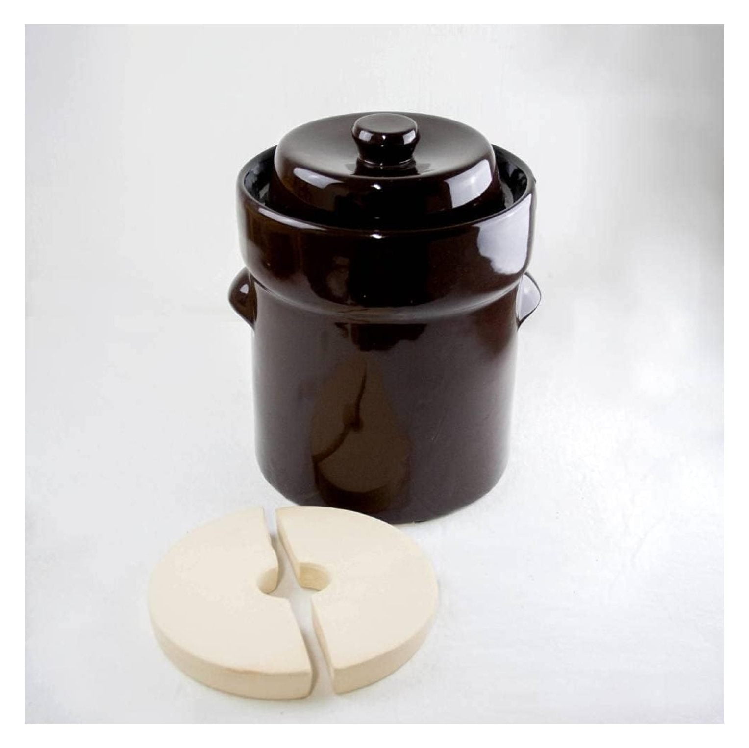 Fermenting Crock 1 Gallon with Weights - European Style Pickling Crock for Sauerkraut, Kimchi ...