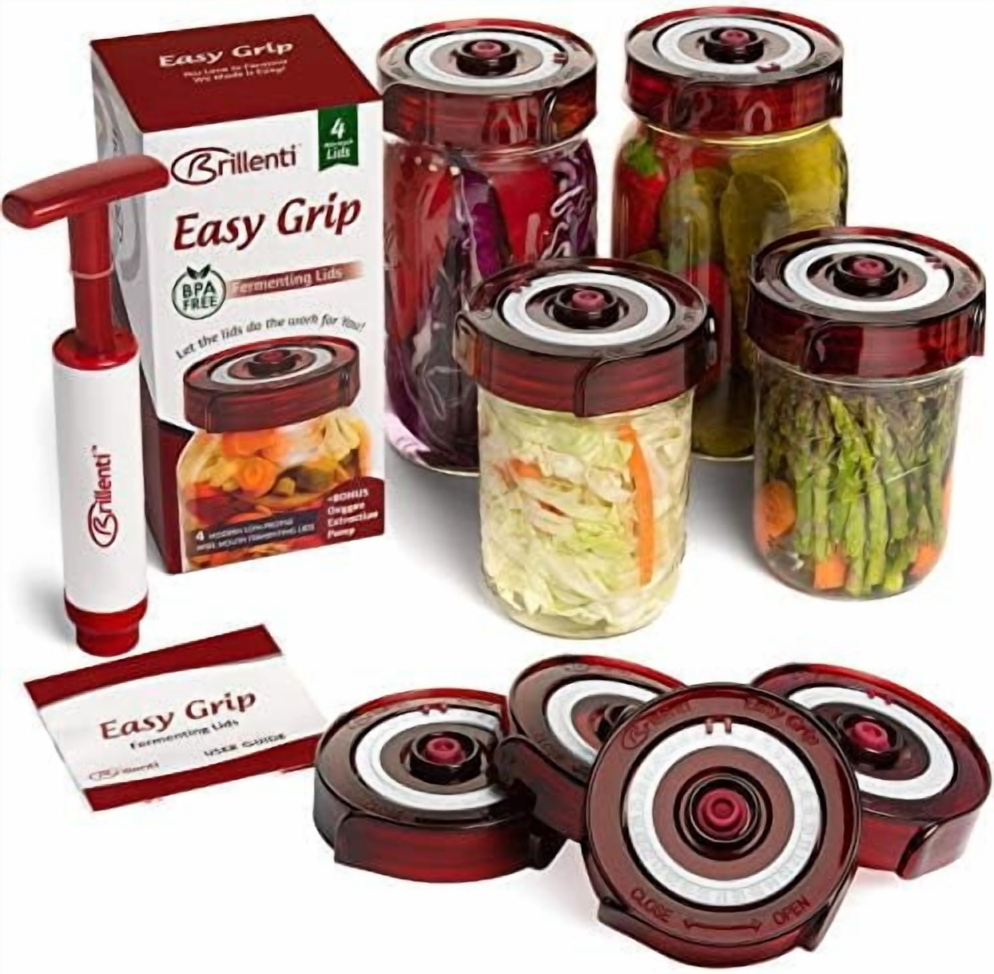 Fermenting Lids for wide mouth mason jars. 4 waterless airlock ...