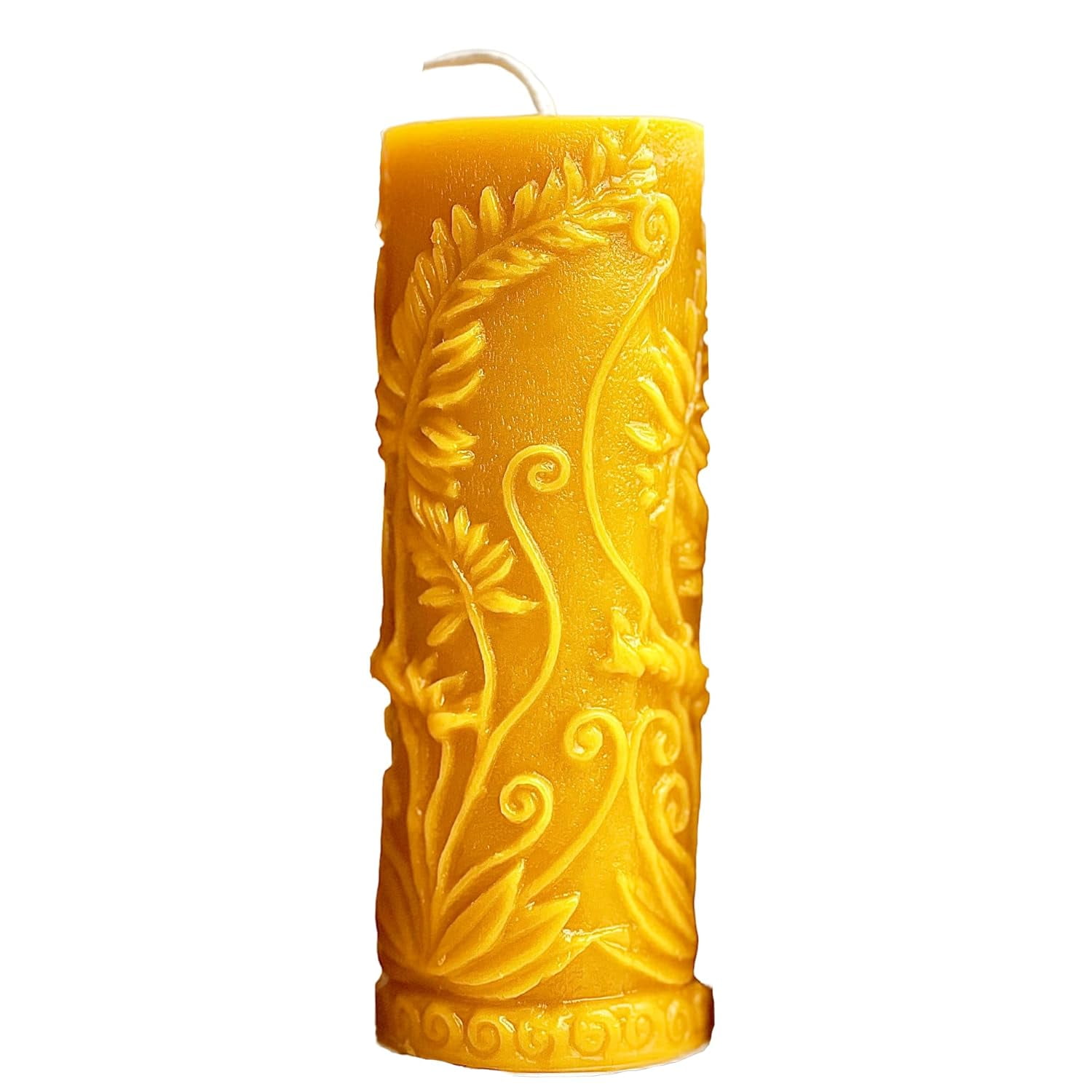Fern Design Pillar Candle | Beeswax Pillar Candle | Handmade Candle ...