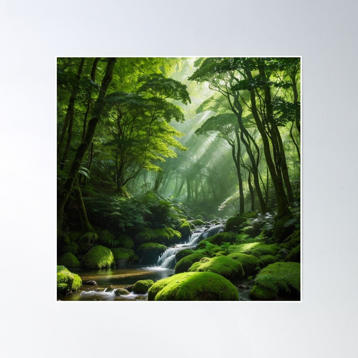 Fern Forest Landscape Poster Wall Art, Modern Wall Decor, 16x16 ...
