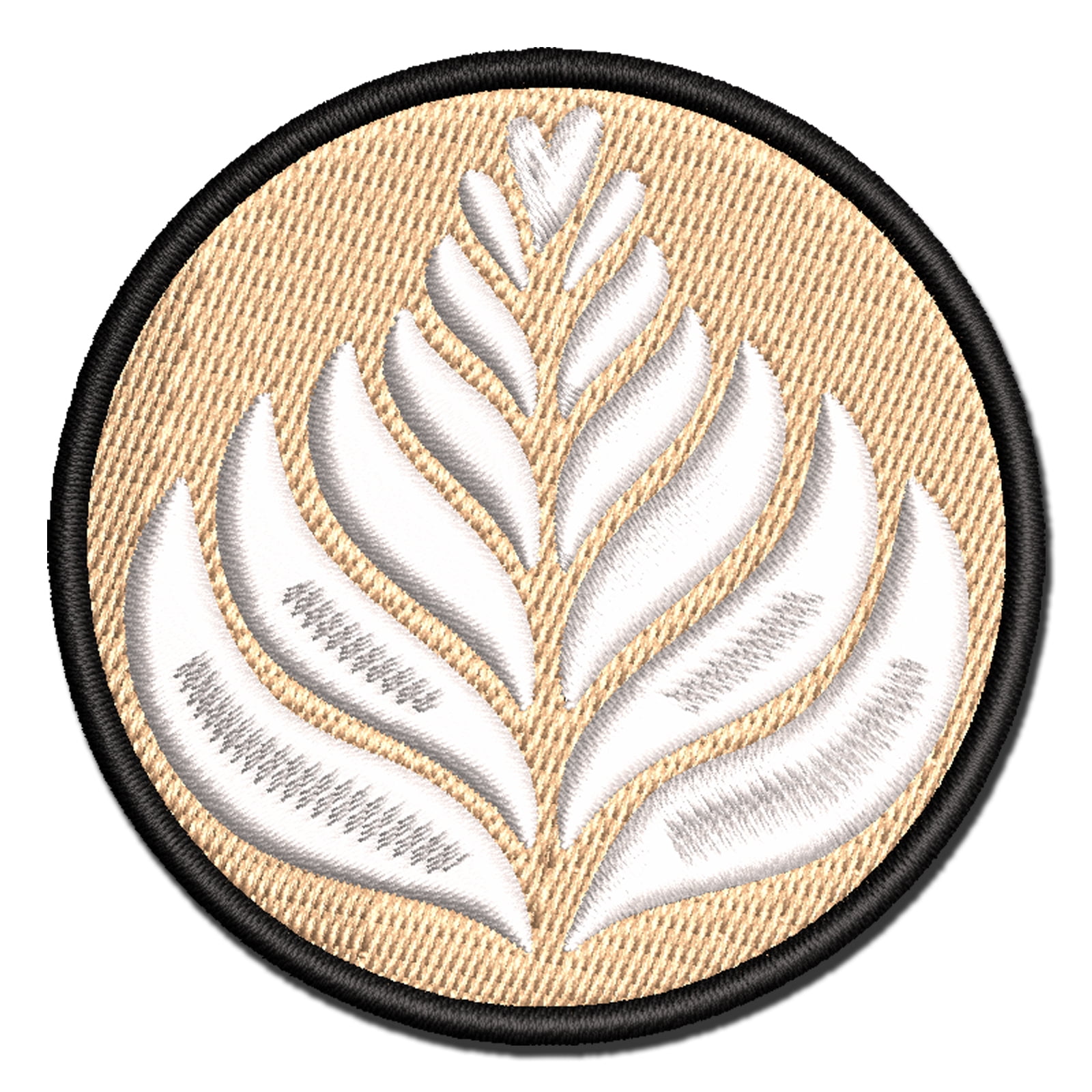 Fern Latte Art Applique Multi-Color Embroidered Iron-On Patch - 3 Inch ...