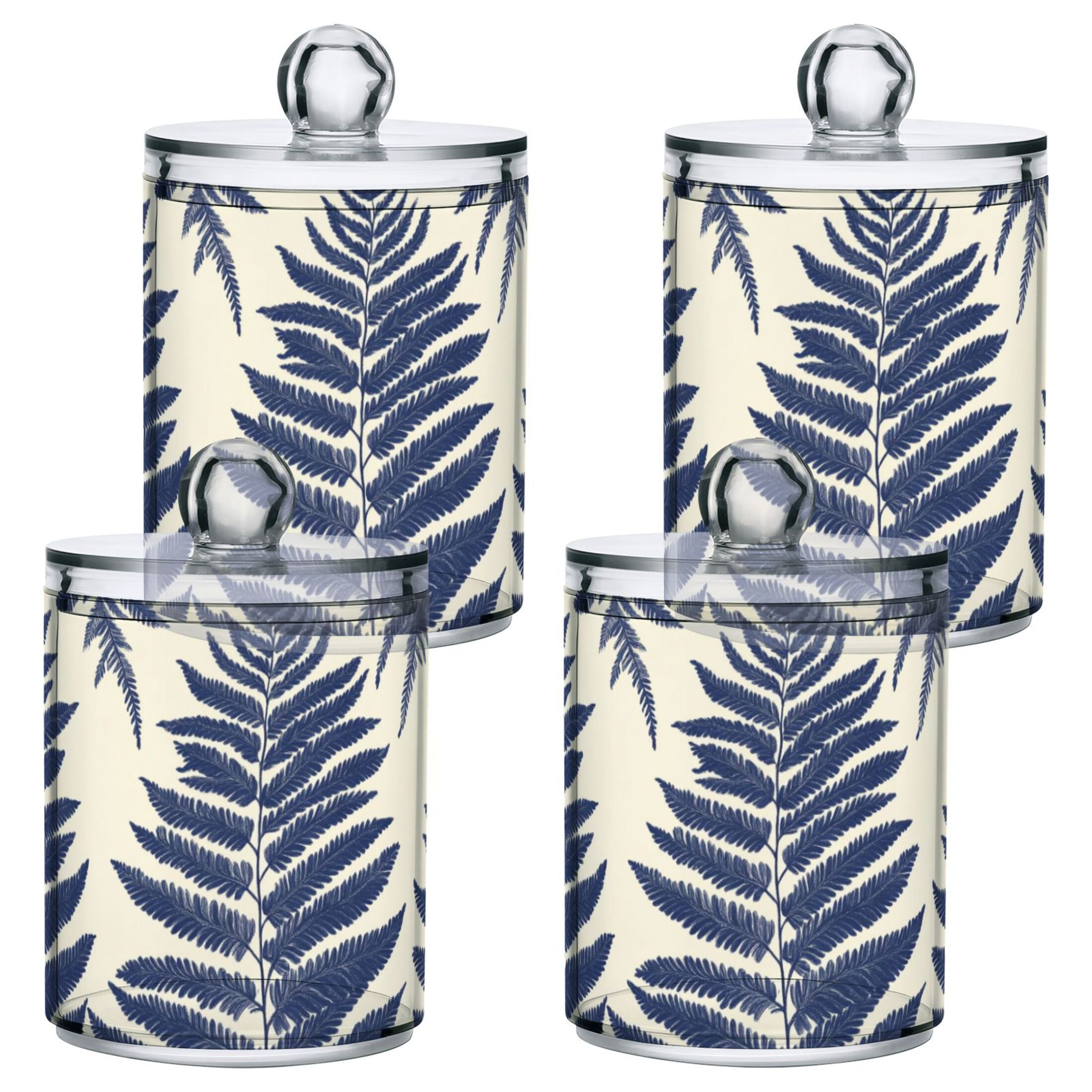 Fern Leaves Elegant Translucent Plastic Cans Storage Canisters with Lid ...