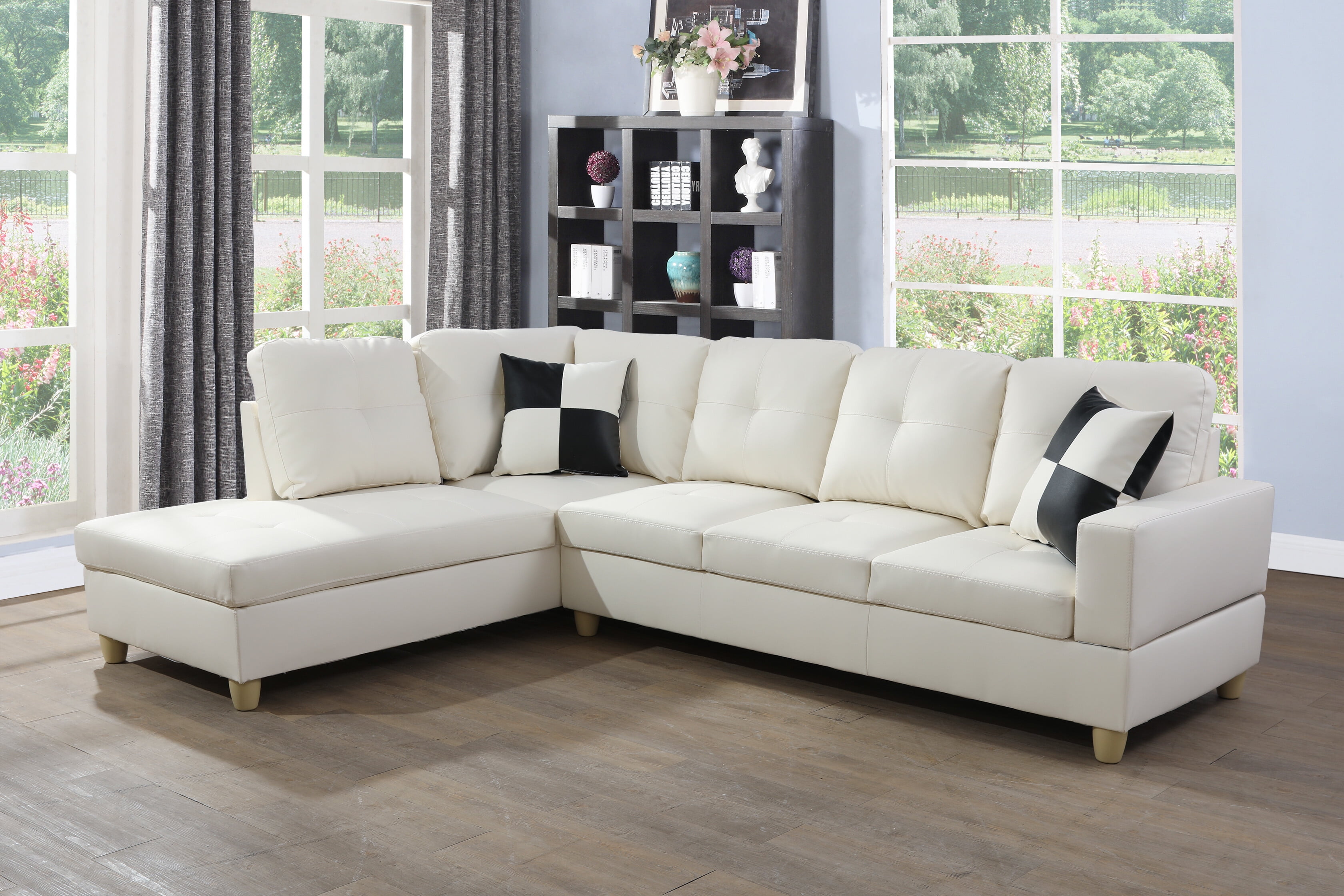 Fern Left Hand Sectional Sofa Set Cream white - Walmart.com