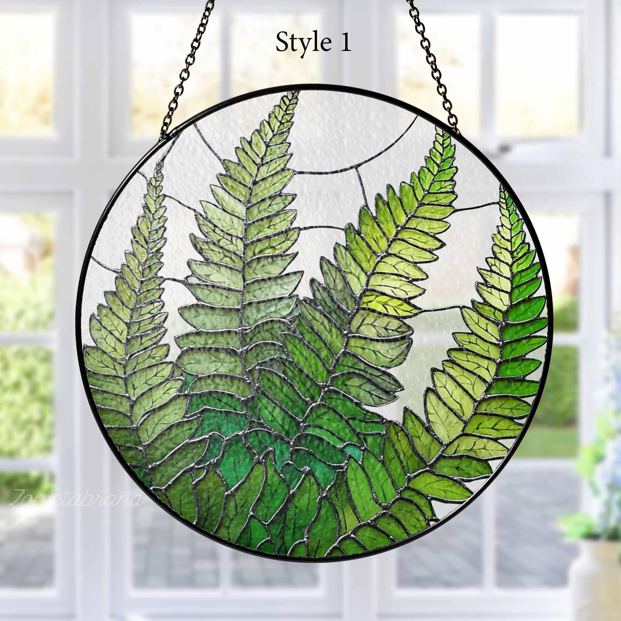Fern Plant Glass Suncatcher, Fern Plant Light Catcher Ornament, Plant ...
