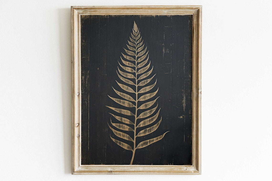 Fern Print, Fern Frond Wall Art, Black Botanical, Rustic Home Decor ...