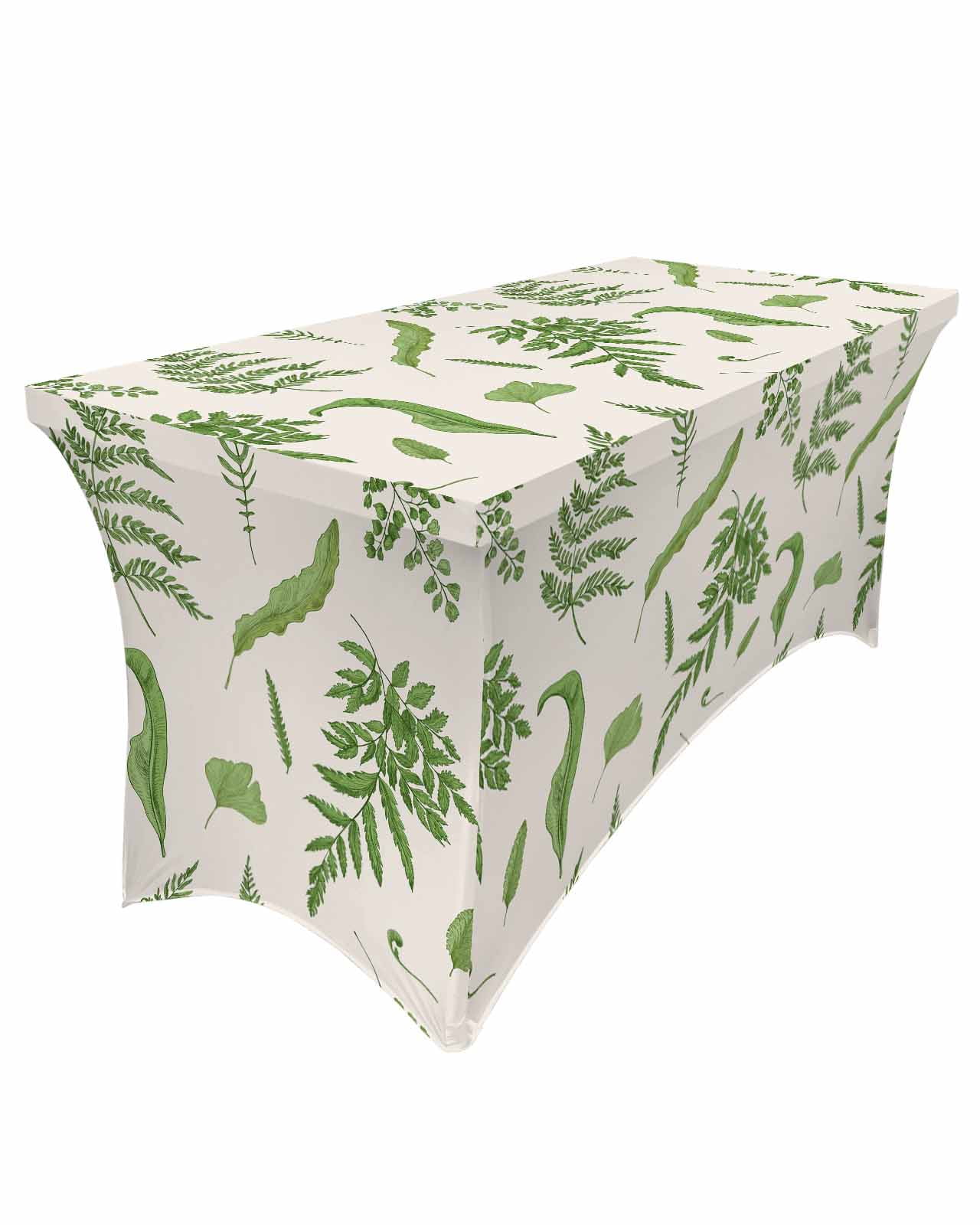 Fern Texture Rectangular Elastic Table Skirt Wedding Hotel Table Cover ...