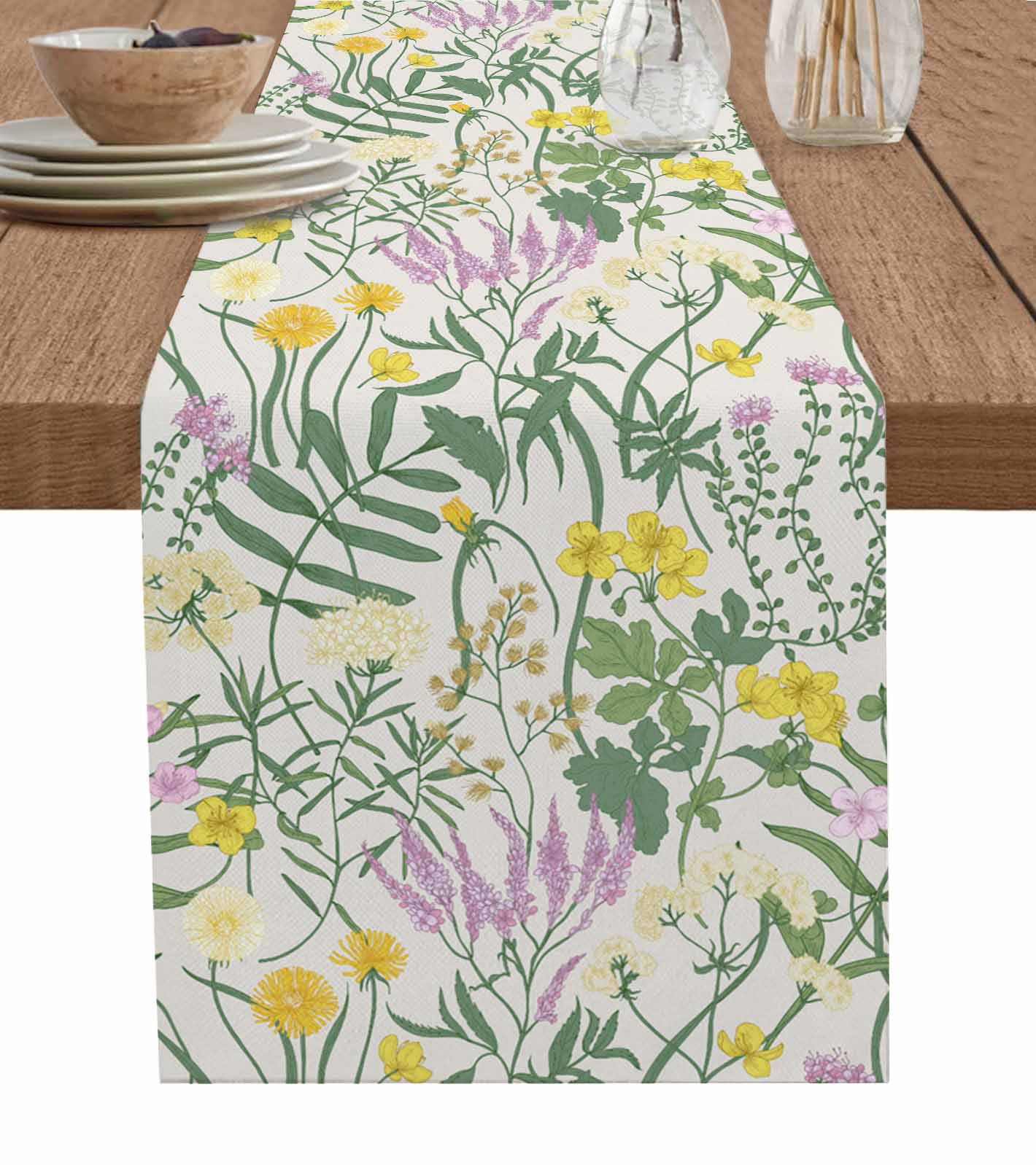 Fern Texture Table Runner Cotton Lin Wedding Table r Tablecloth Kitch r ...