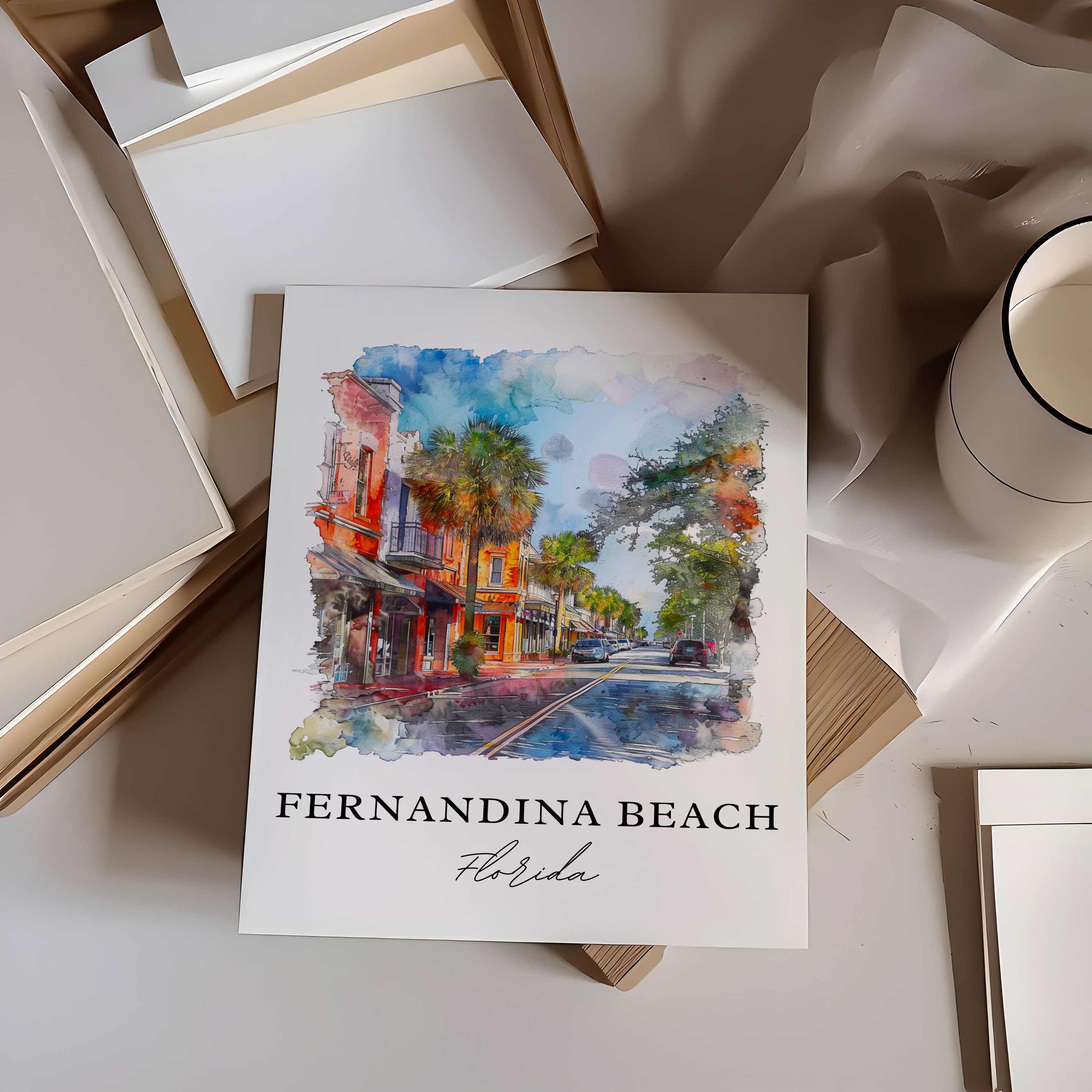 Fernandina Beach Wall Art Fernandina Print Nassau County Watercolor ...