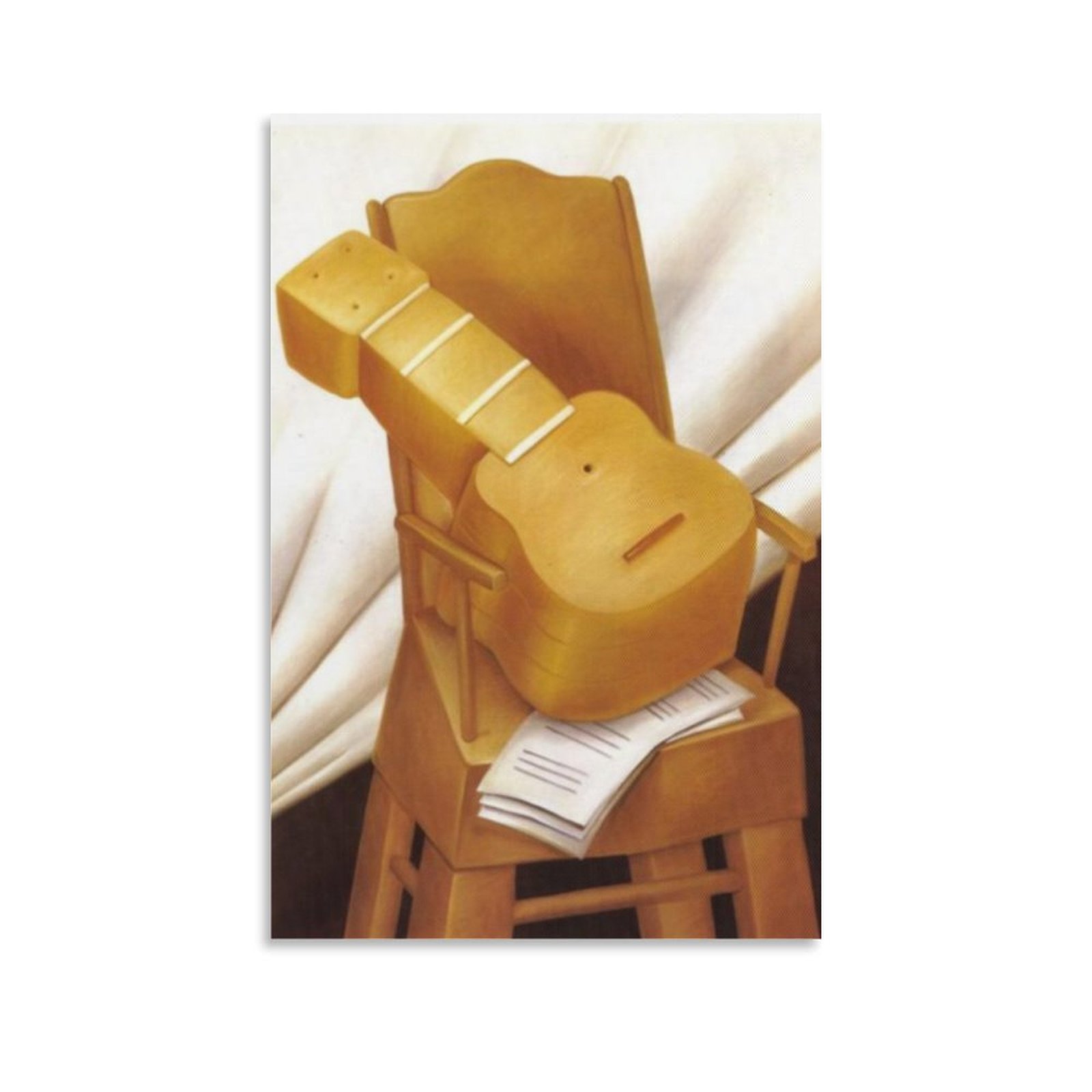 Fernando Botero Print Painting Guitar And Chair Room Aesthetic Poster ...