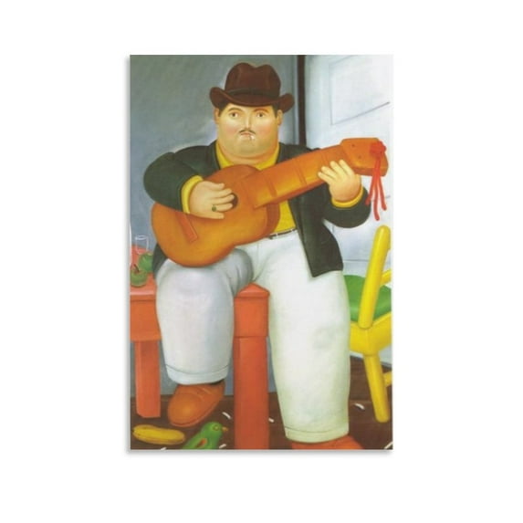Fernando Botero Print Painting Man with A Guitar Art Poster Canvas ...