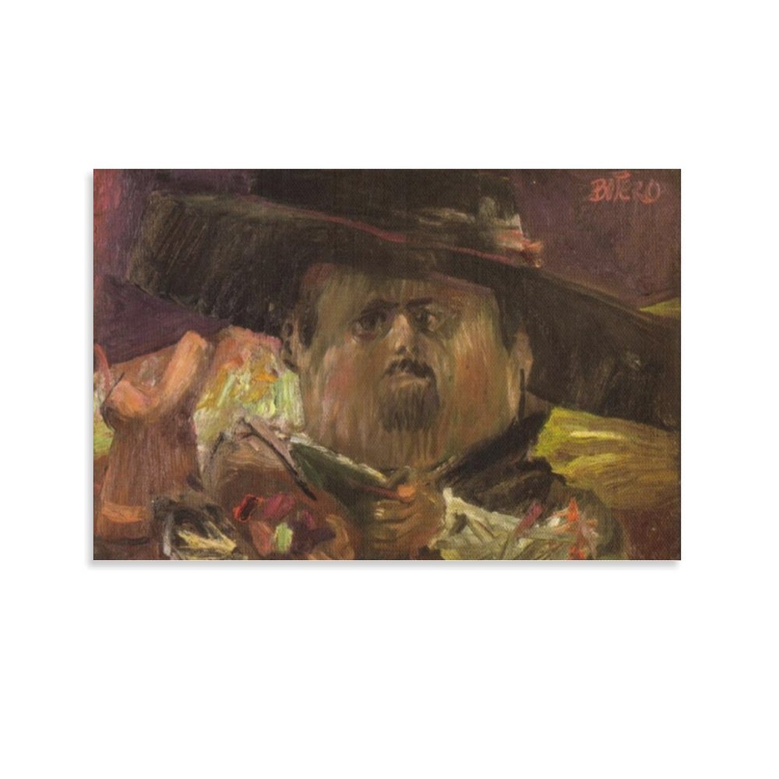 Fernando Botero Print Painting Self-Portrait Painting On Canvas Wall ...