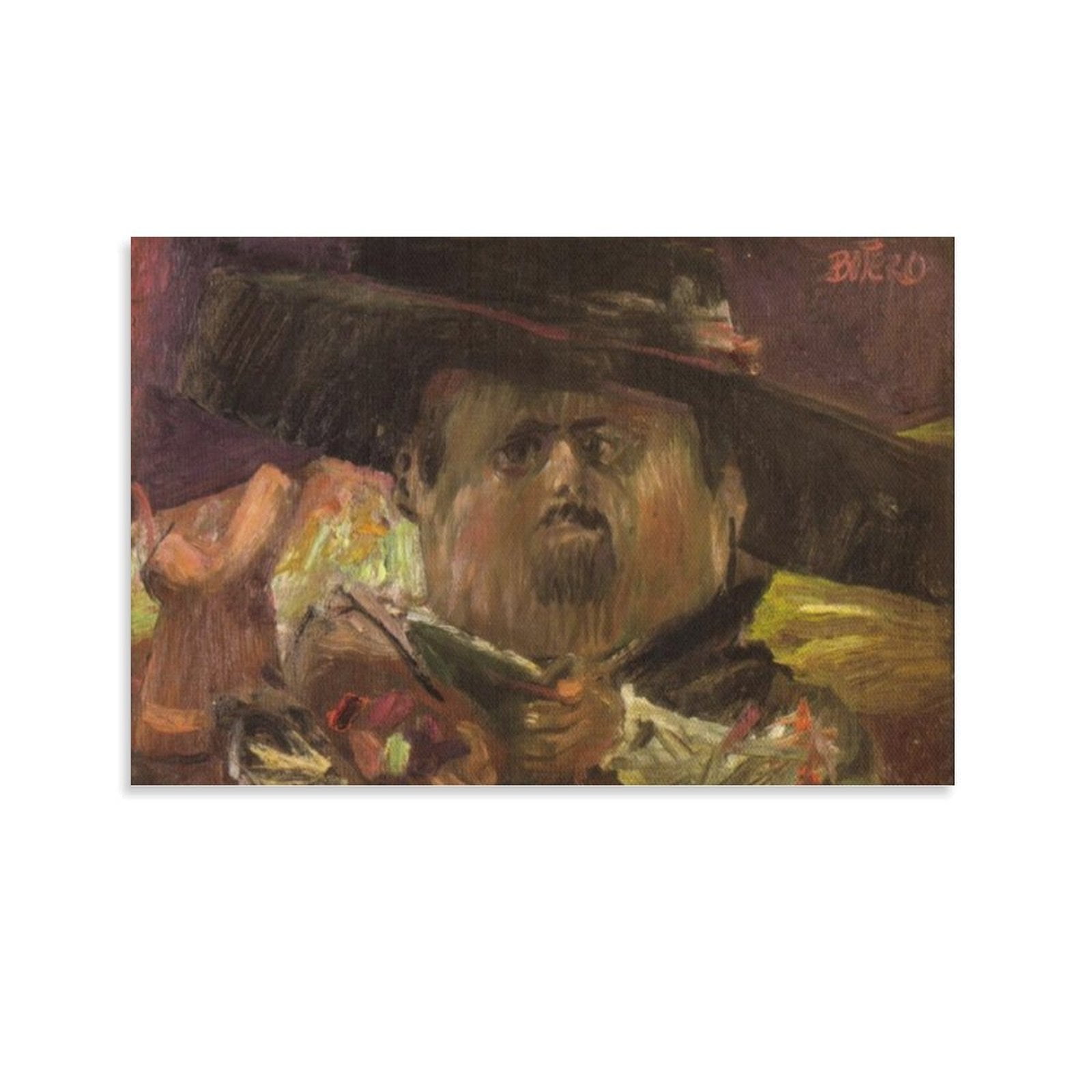 Fernando Botero Print Painting Self-Portrait Room Aesthetic Poster ...