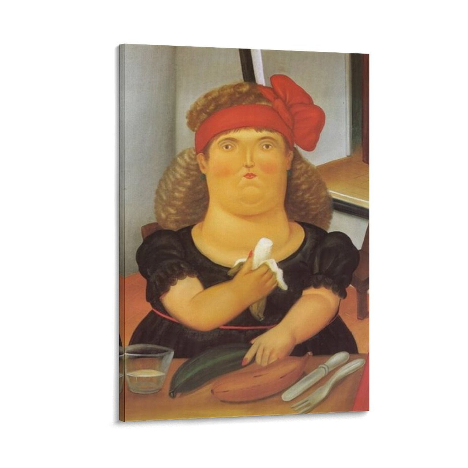 Fernando Botero Print Painting Woman Eating A Bannana Artworks Canvas ...