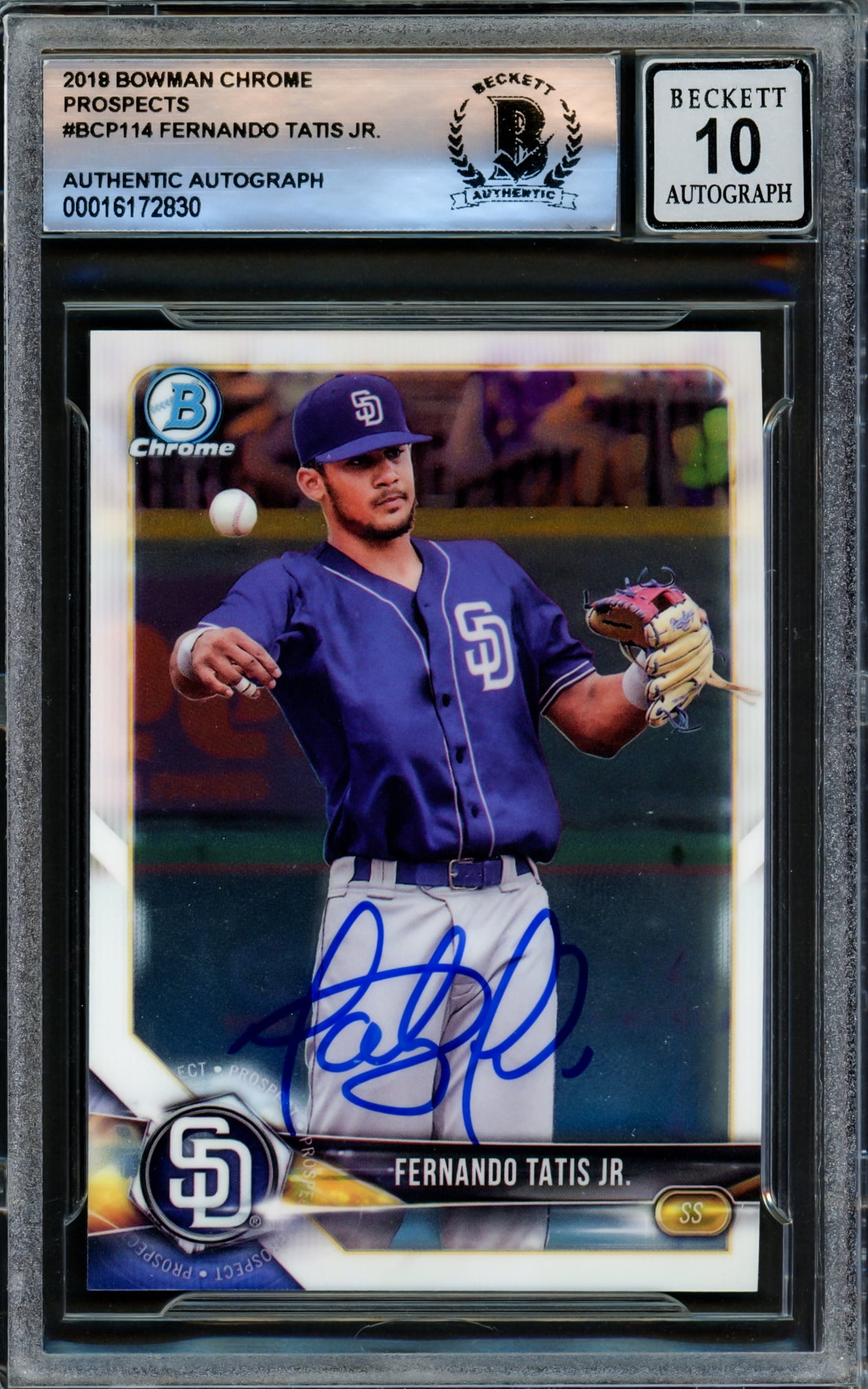 Fernando Tatis Jr. Autographed 2018 Bowman Chrome Prospects Card # ...
