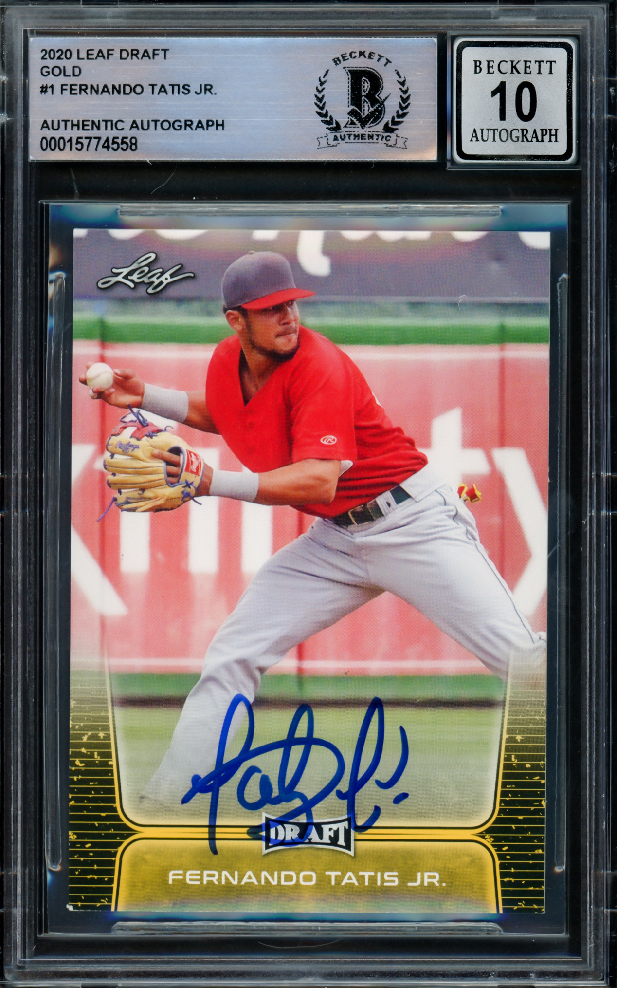 Fernando Tatis Jr. Autographed 2020 Leaf Draft Gold Card #1 San Diego ...