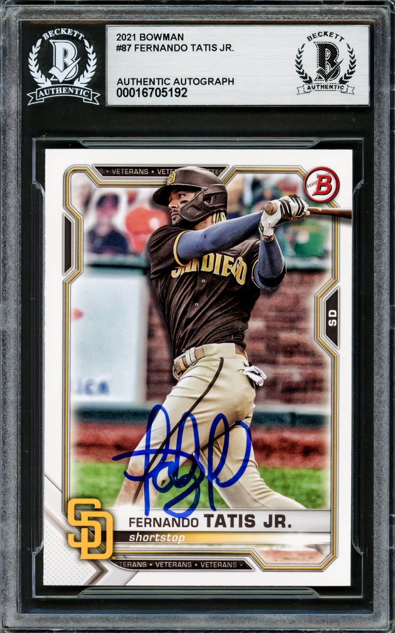 Fernando Tatis Jr. Autographed 2021 Bowman Card #87 San Diego Padres ...