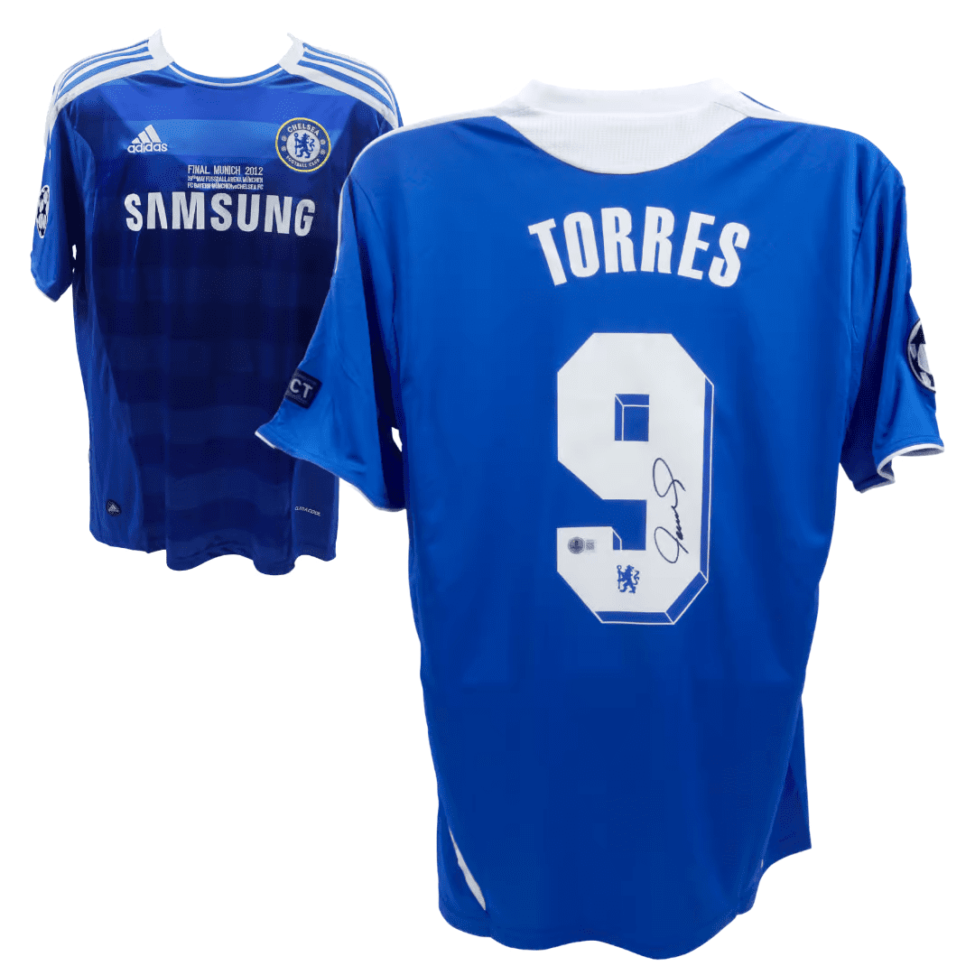 Fernando Torres Signed 2012 UCL Final Chelsea Soccer Jersey #9 with ...