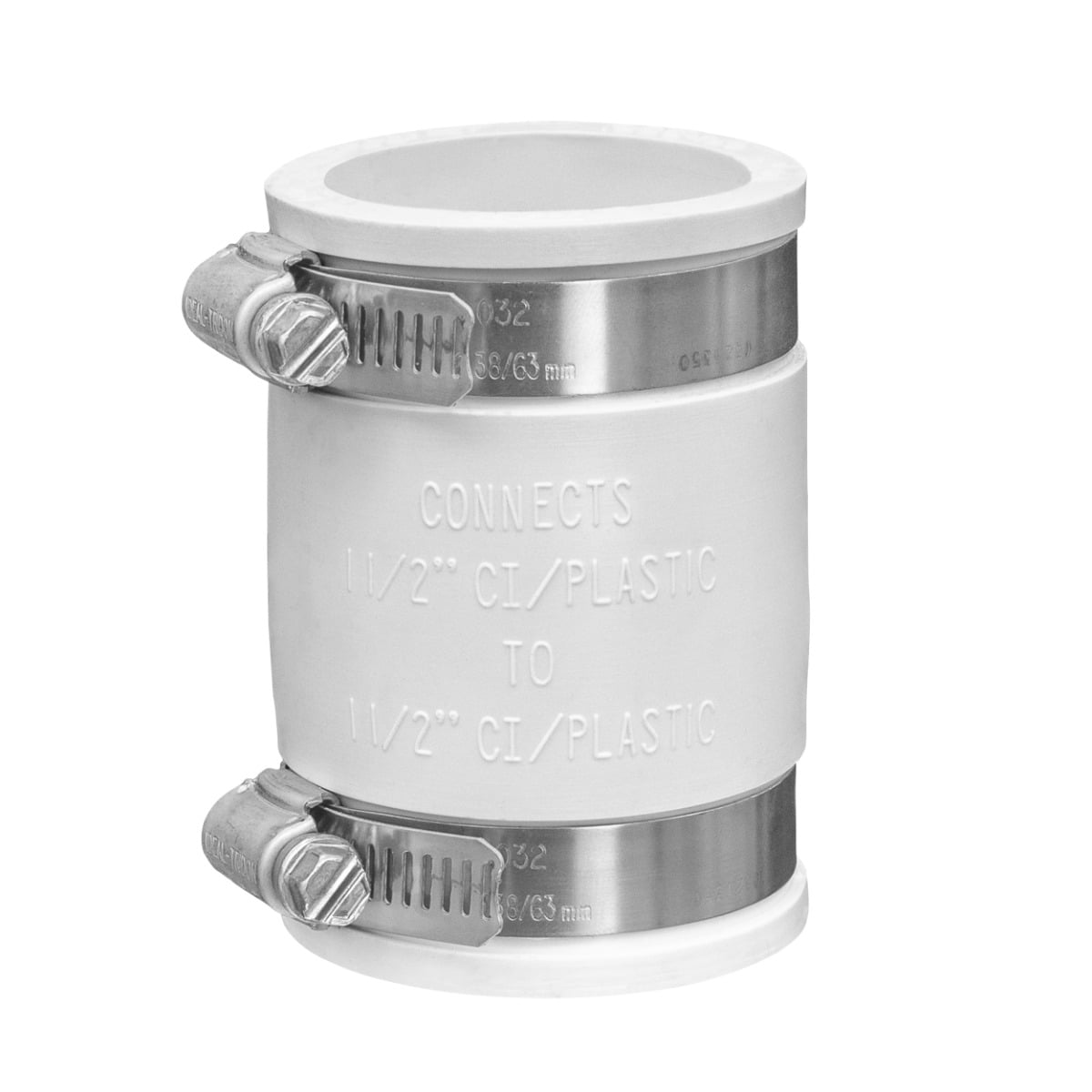 Fernco 1056-150 1-1/2" Flexible PVC Pipe Coupling for Cast Iron and Plastic Plumbing Connections ...