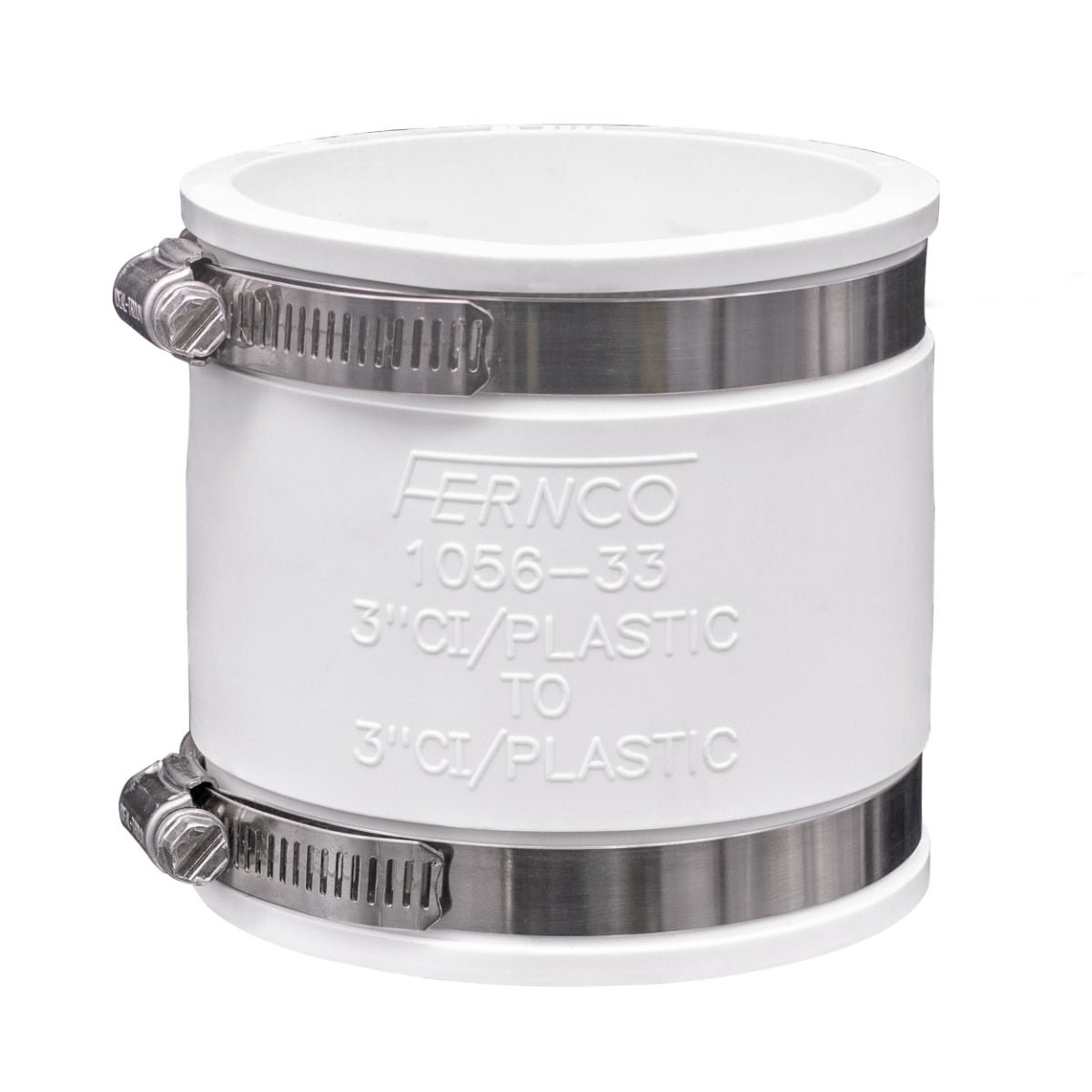 Fernco 1056-33 3" Flexible PVC Pipe Coupling for Cast Iron and Plastic ...