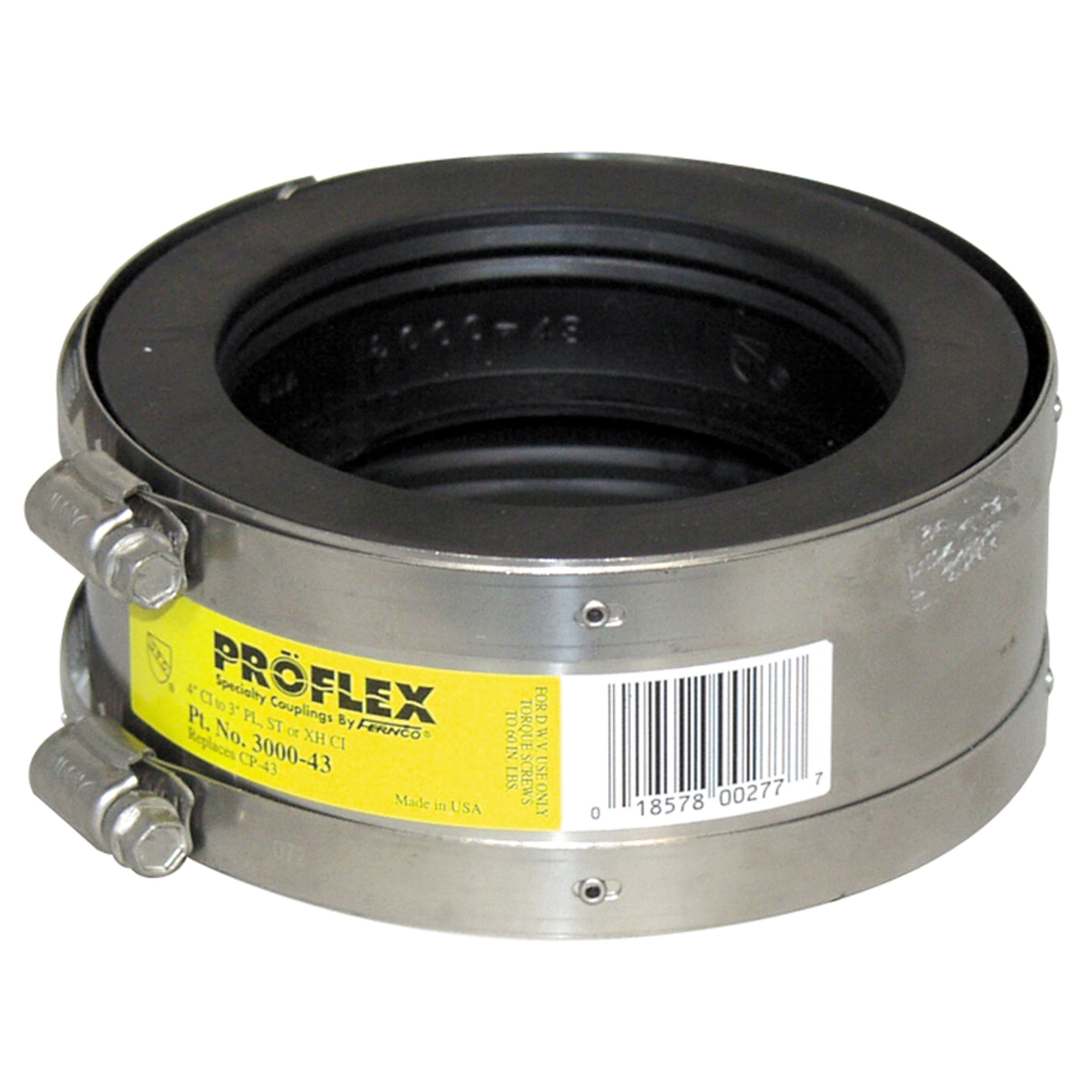 Fernco 3000-43 Shielded Coupling - 4" x 3" - Walmart.com